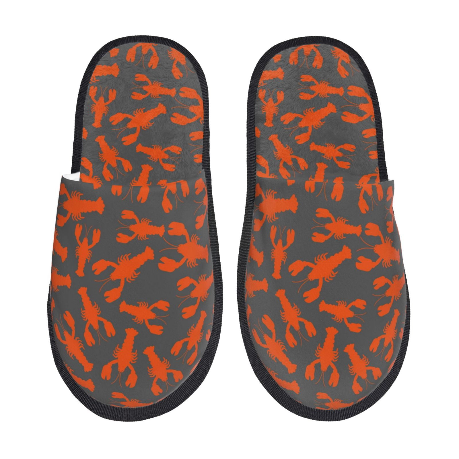 Fuzoiu Crayfish Print Unisex Furry Slippers,Plush Indoor Shoes,Trendy ...