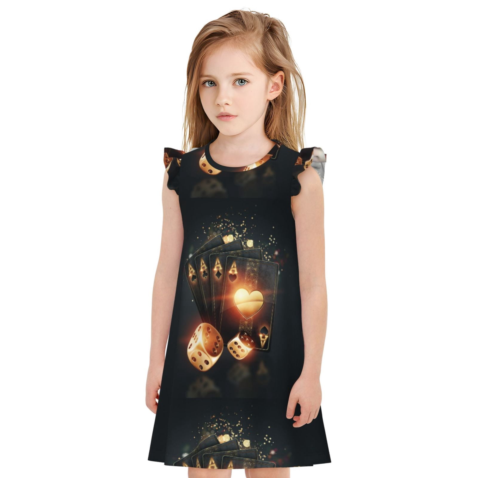 Fuzoiu Creative Poker Print Girls' Nightgowns Pajamas Dress,Girls ...