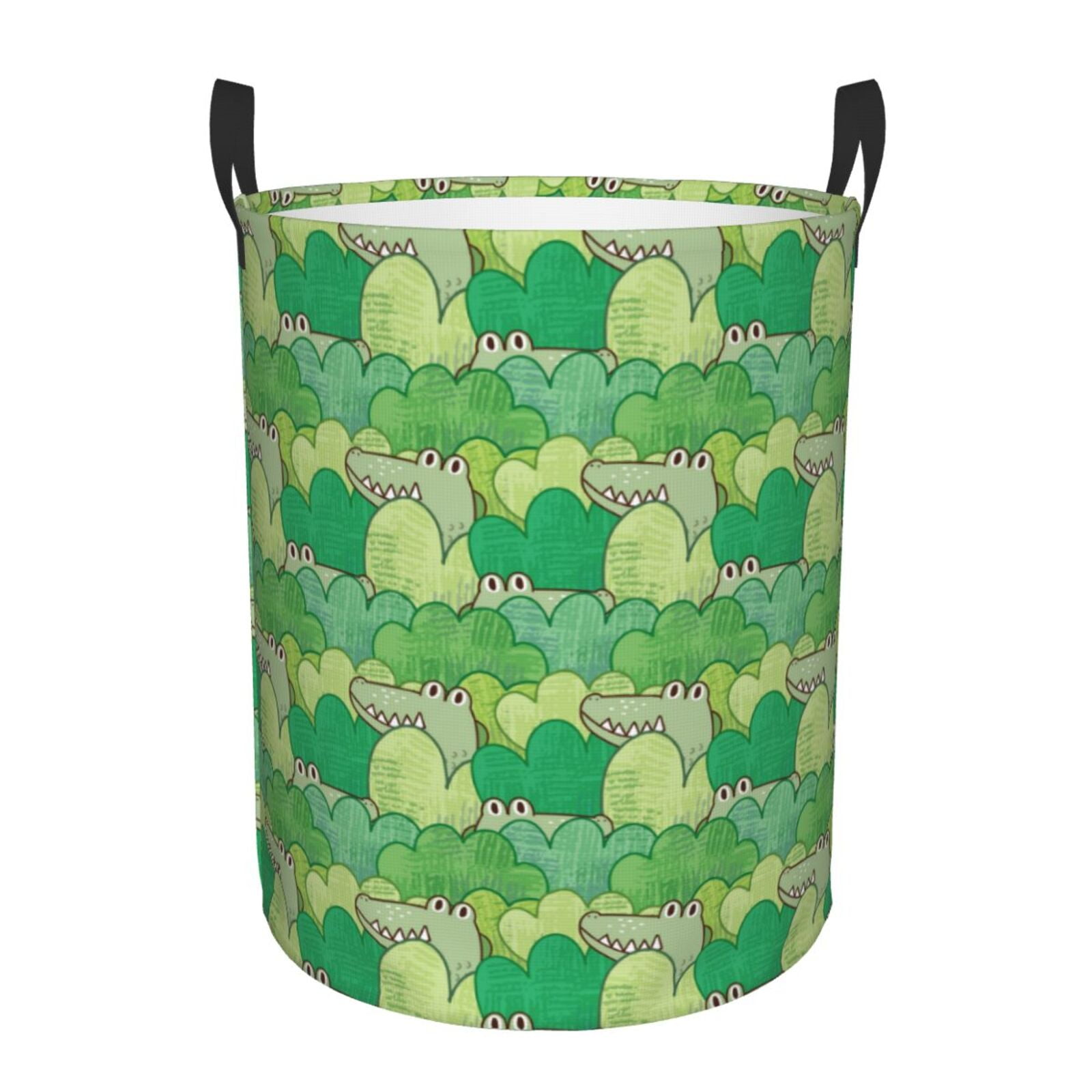 Fuzoiu Crocodile And Bush Print Circular Hamper,Laundry Basket with ...