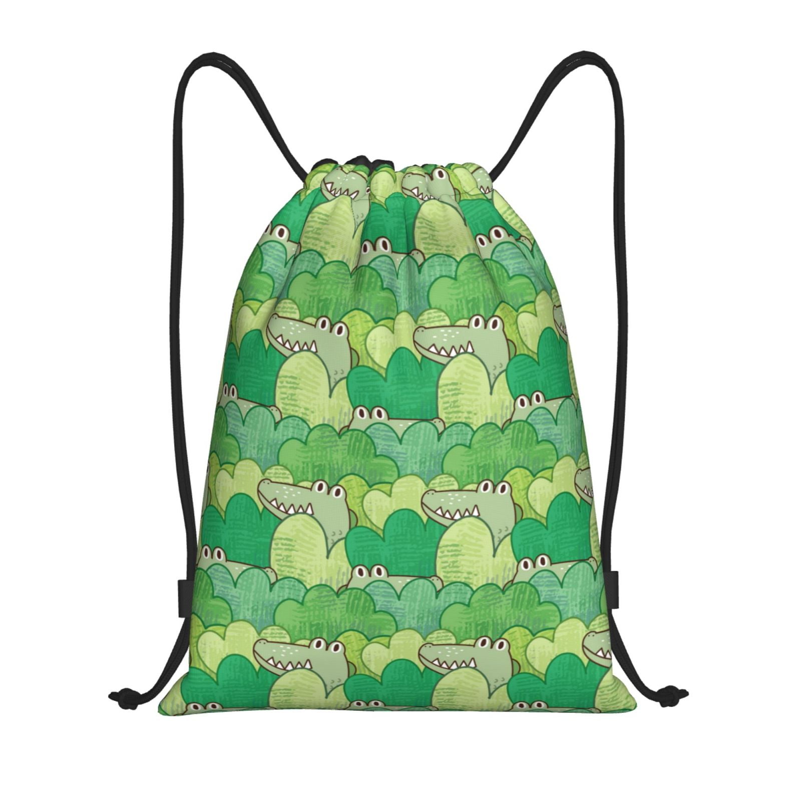 Fuzoiu Crocodile And Bush Print Drawstring Backpack for Gym, Travel, Yoga,Sports Sackpack String ...
