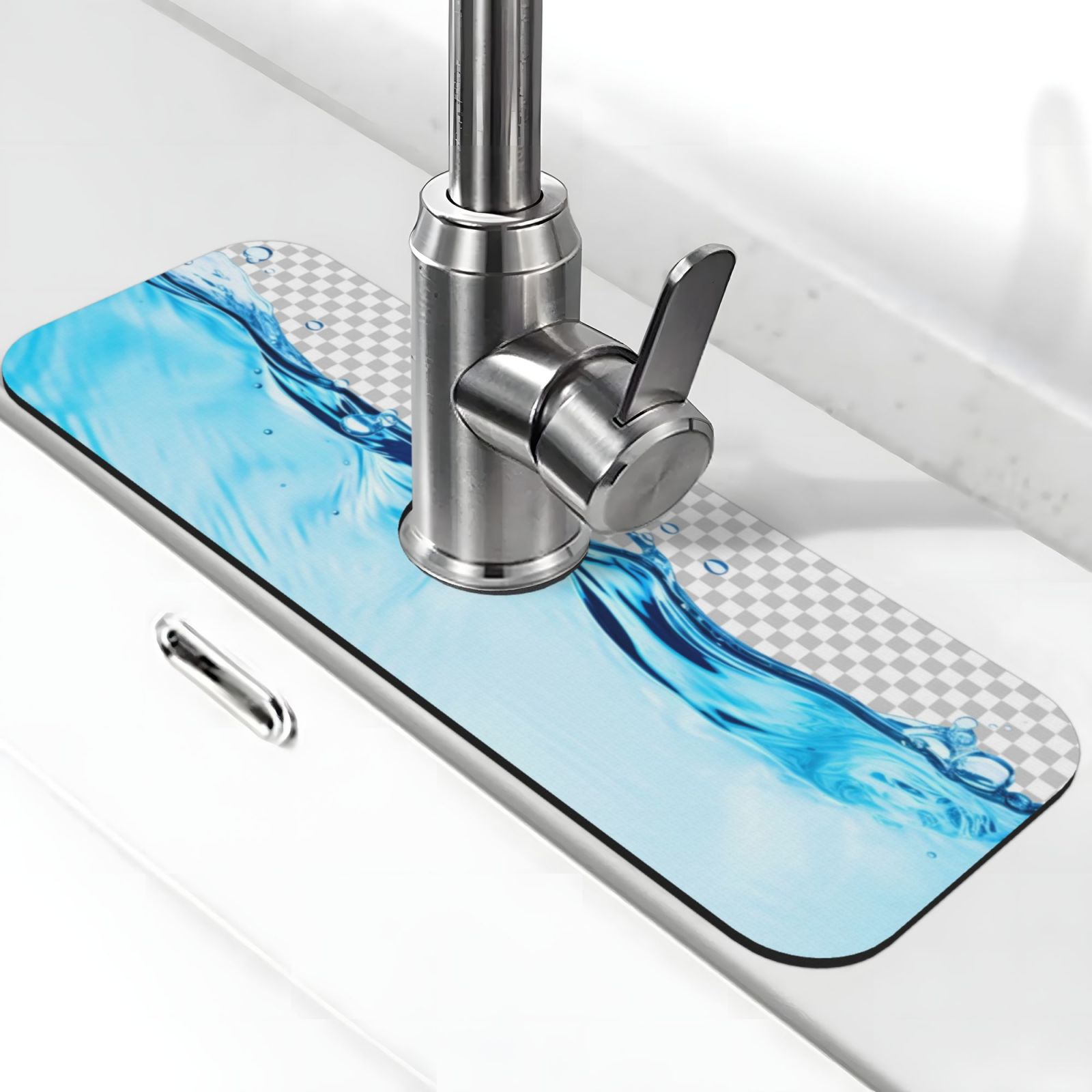 Fuzoiu Crystal Clear Water Splash Print Kitchen Faucet Suction Pad ...