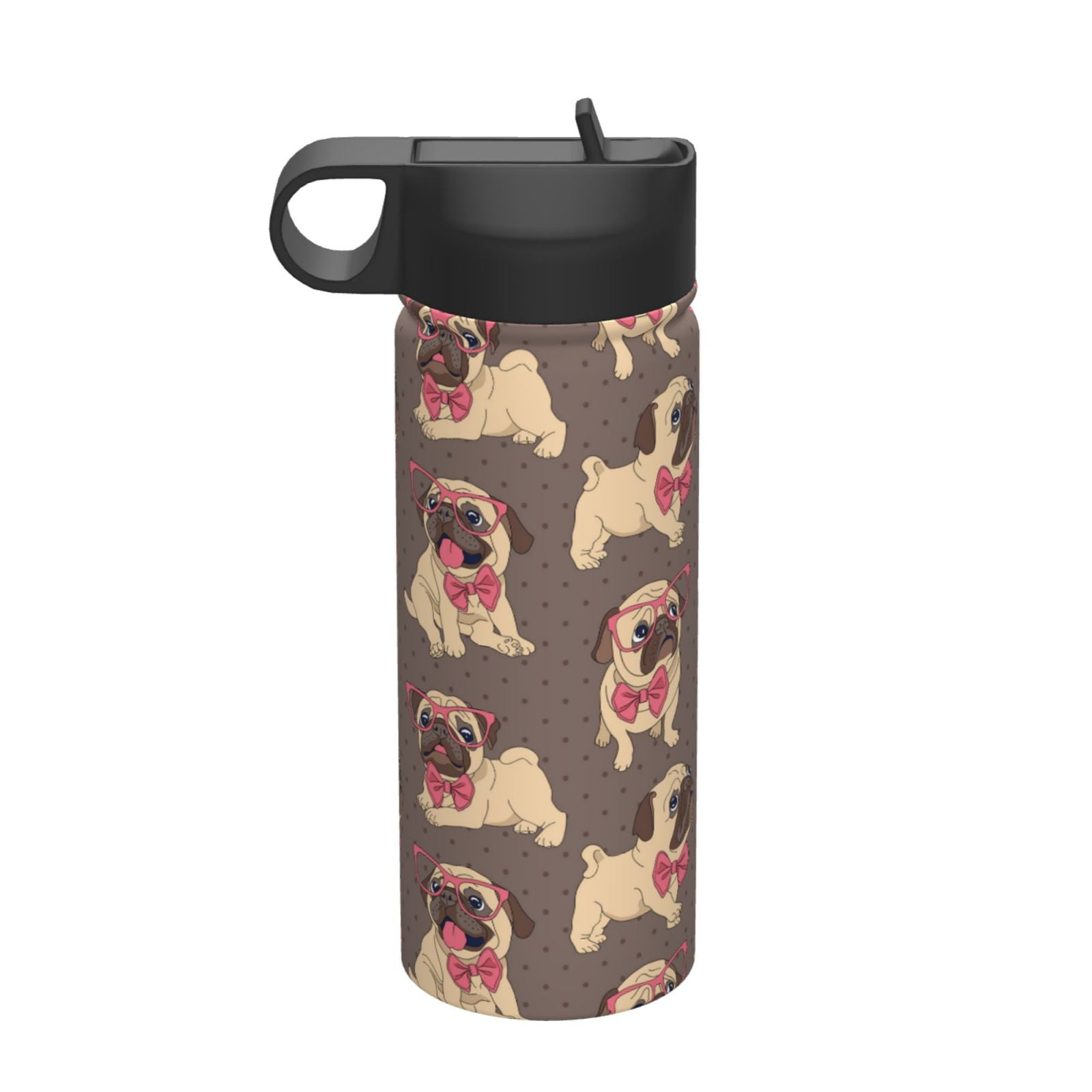 Fuzoiu Cut Pug Print 18oz Insulated Sports Kettle, Outdoor Sport Gym ...