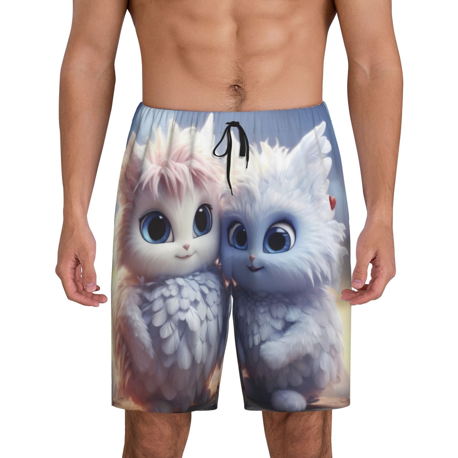 Fuzoiu Cute Animal Couple Print Pajama Shorts for Men, Men's Pajama ...