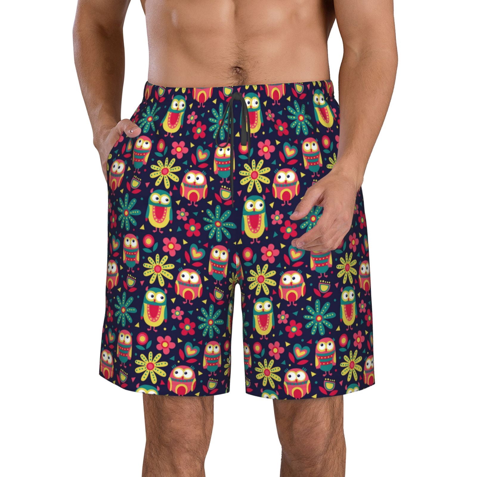 Fuzoiu Cute Animal Print Men's Beach Shorts,Men's Swim Trunks,Quick Dry ...
