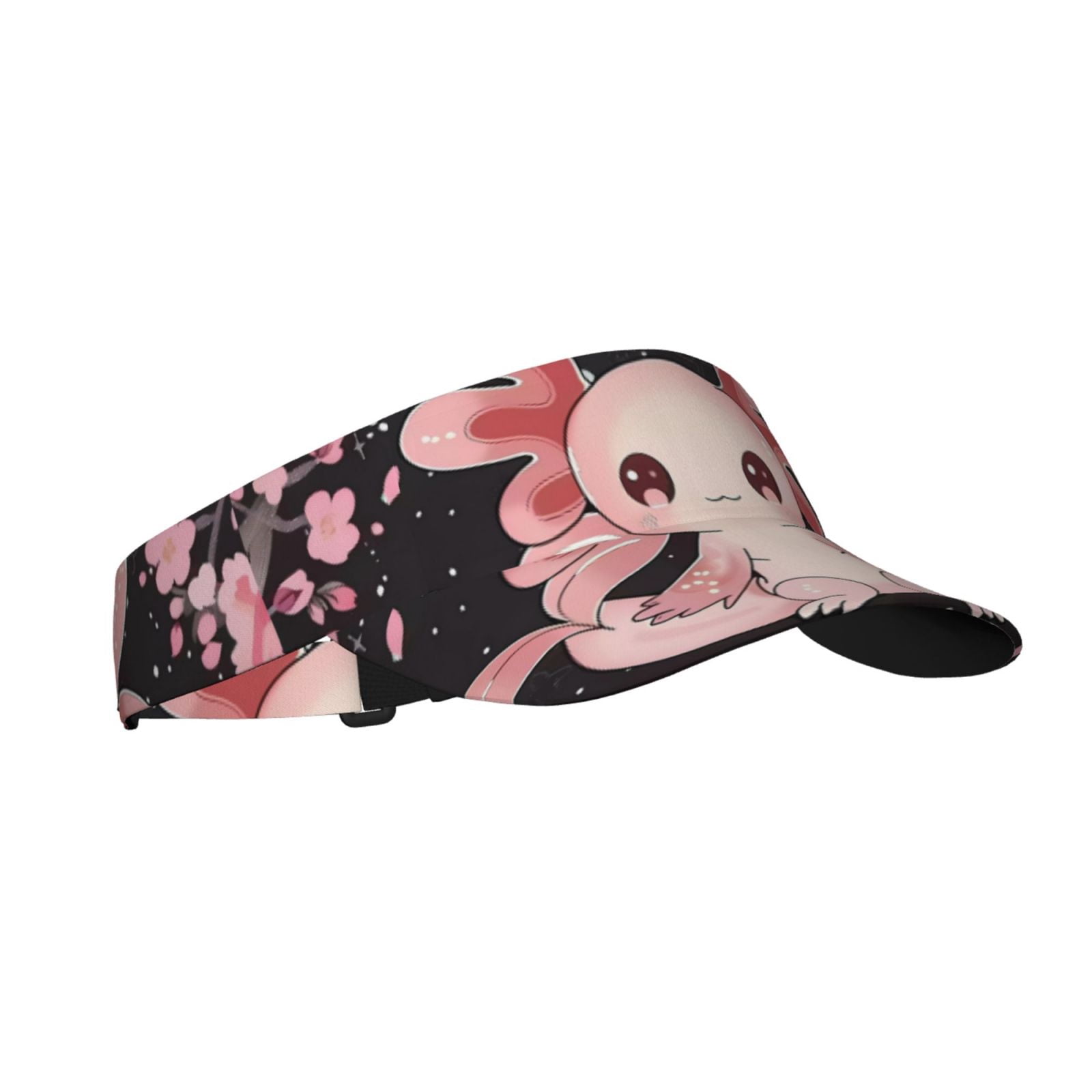 Fuzoiu Cute Axolotl Sakura Blossoms Print Adult Sunscreen Visor Cap ...