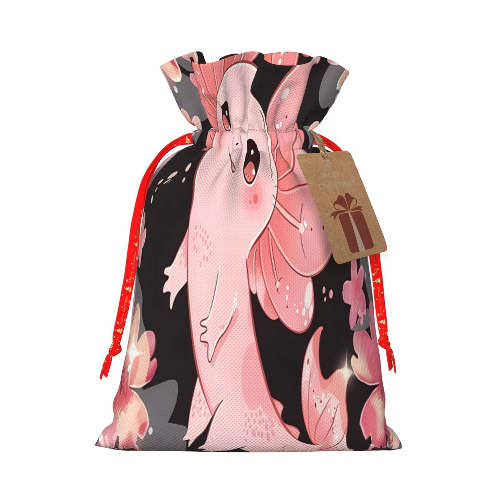 Fuzoiu Cute Axolotl Sakura Blossoms A Print Christmas Gift Bag,Burlap ...