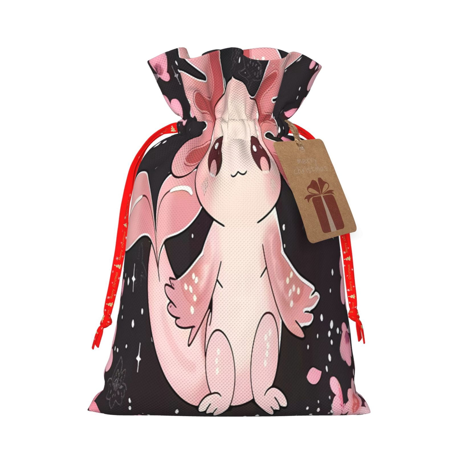 Fuzoiu Cute Axolotl Sakura Blossoms Print Christmas Gift Bag,Burlap ...