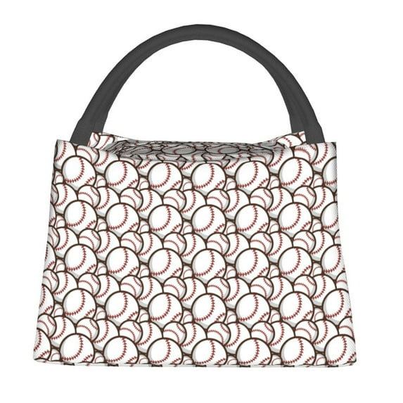 Fuzoiu Cute Baseball Print Portable Insulation Lunch Bag,Large Lunch ...