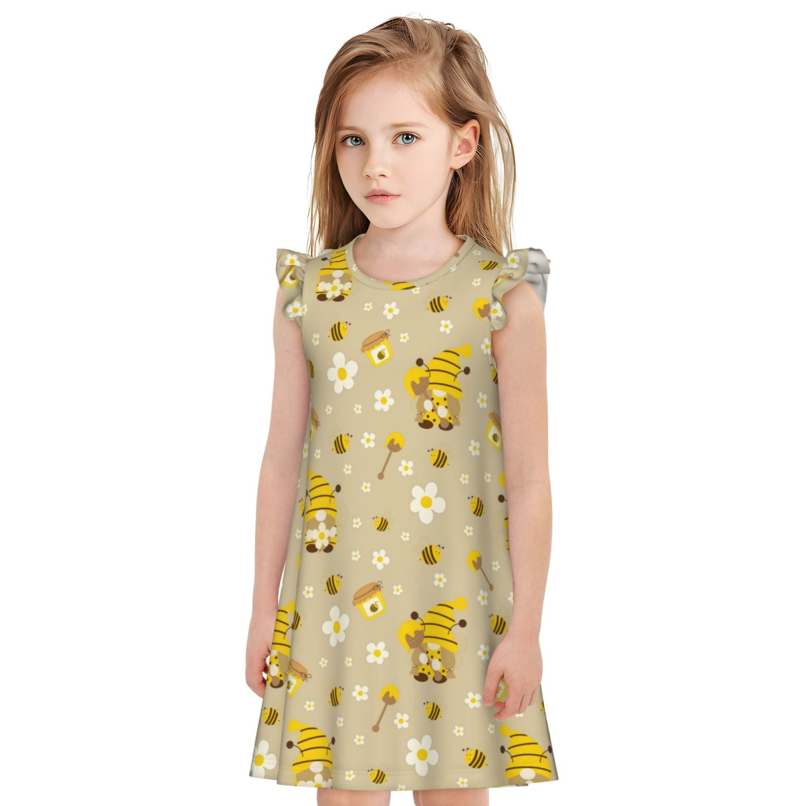 Fuzoiu Cute Bee Gnome 2 Print Girls' Nightgowns Pajamas Dress,Girls ...