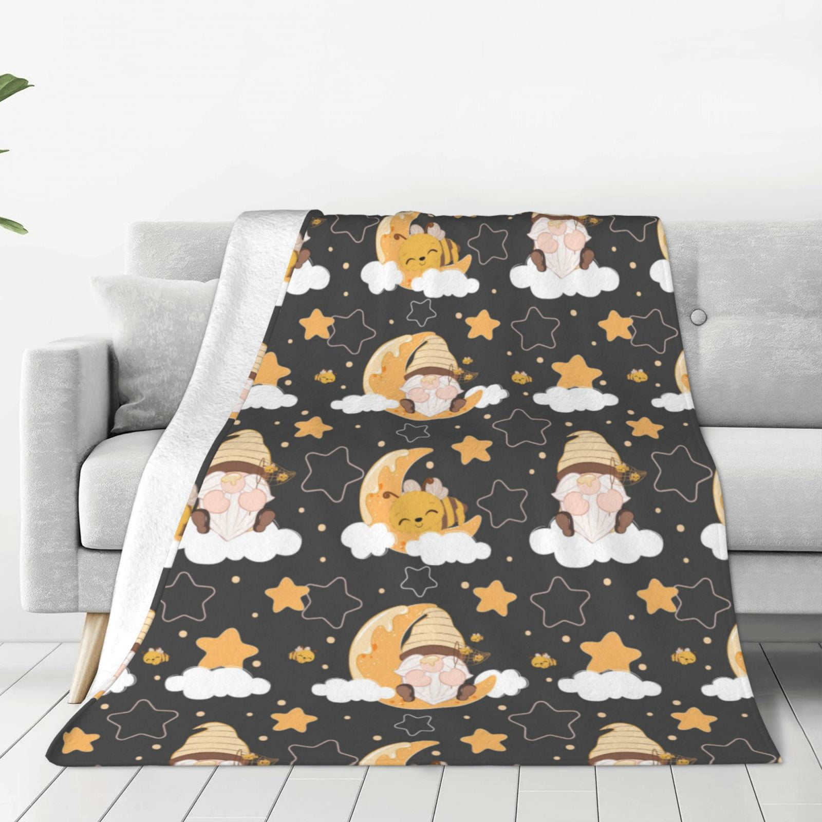 Fuzoiu Cute Bee Gnome Print Ultra-Soft Micro Fleece Blanket,All Seasons ...