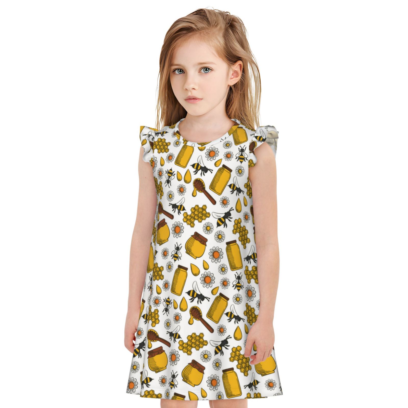 Fuzoiu Cute Bee Print Girls' Nightgowns Pajamas Dress,Girls Nightgowns ...