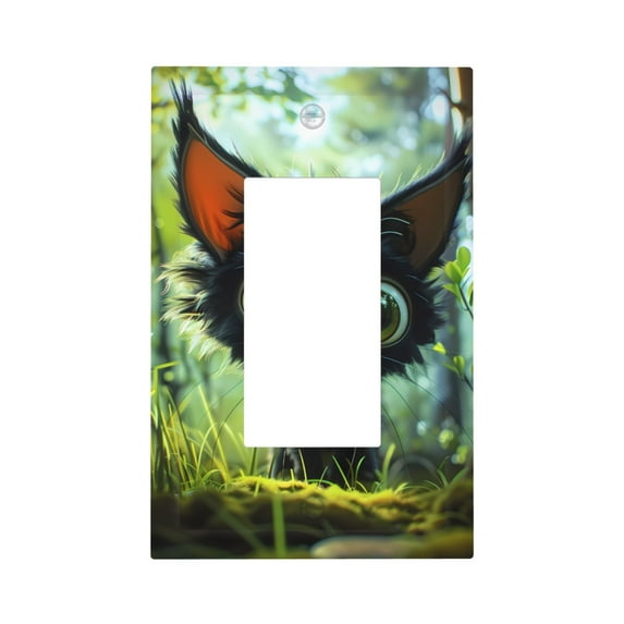 Fuzoiu Cute Big-Eyed Black Cat Print Single Duplex Outlet Cover Plate ...
