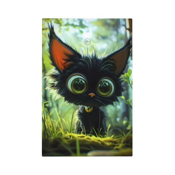 Fuzoiu Cute Big-Eyed Black Cat Print Single Duplex Outlet Cover Plate ...