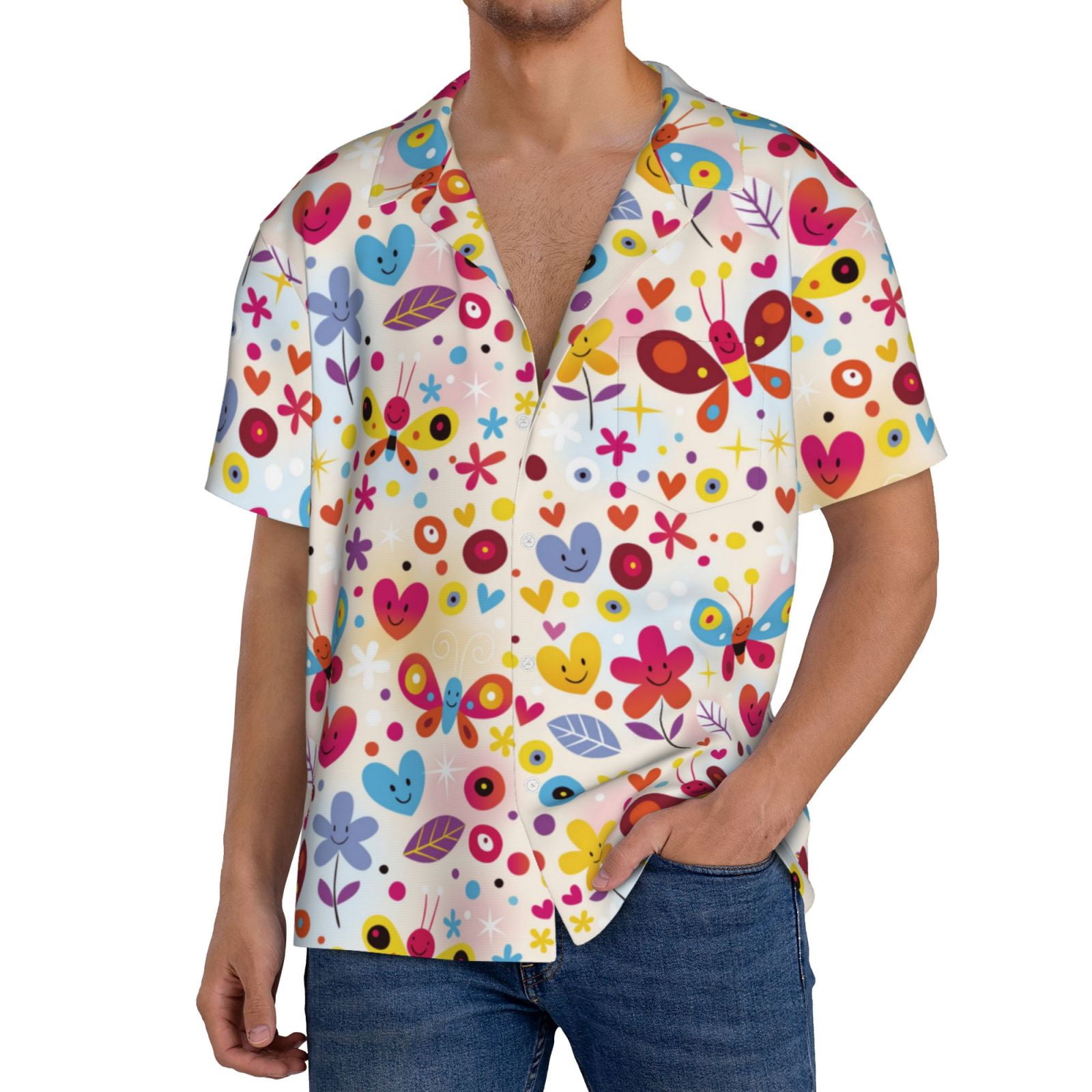 Fuzoiu Cute Butterfly Flowers Print Men's Casual Short,Men's Short ...