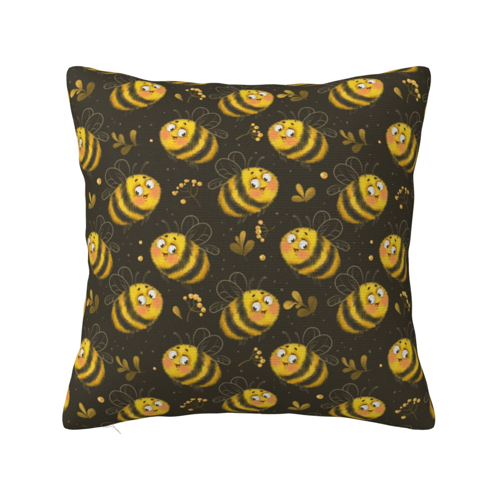Fuzoiu Cute Cartoon Bees Print Square Pillow Cover,Hidden Zipper Design,Luxury Square Pillow ...