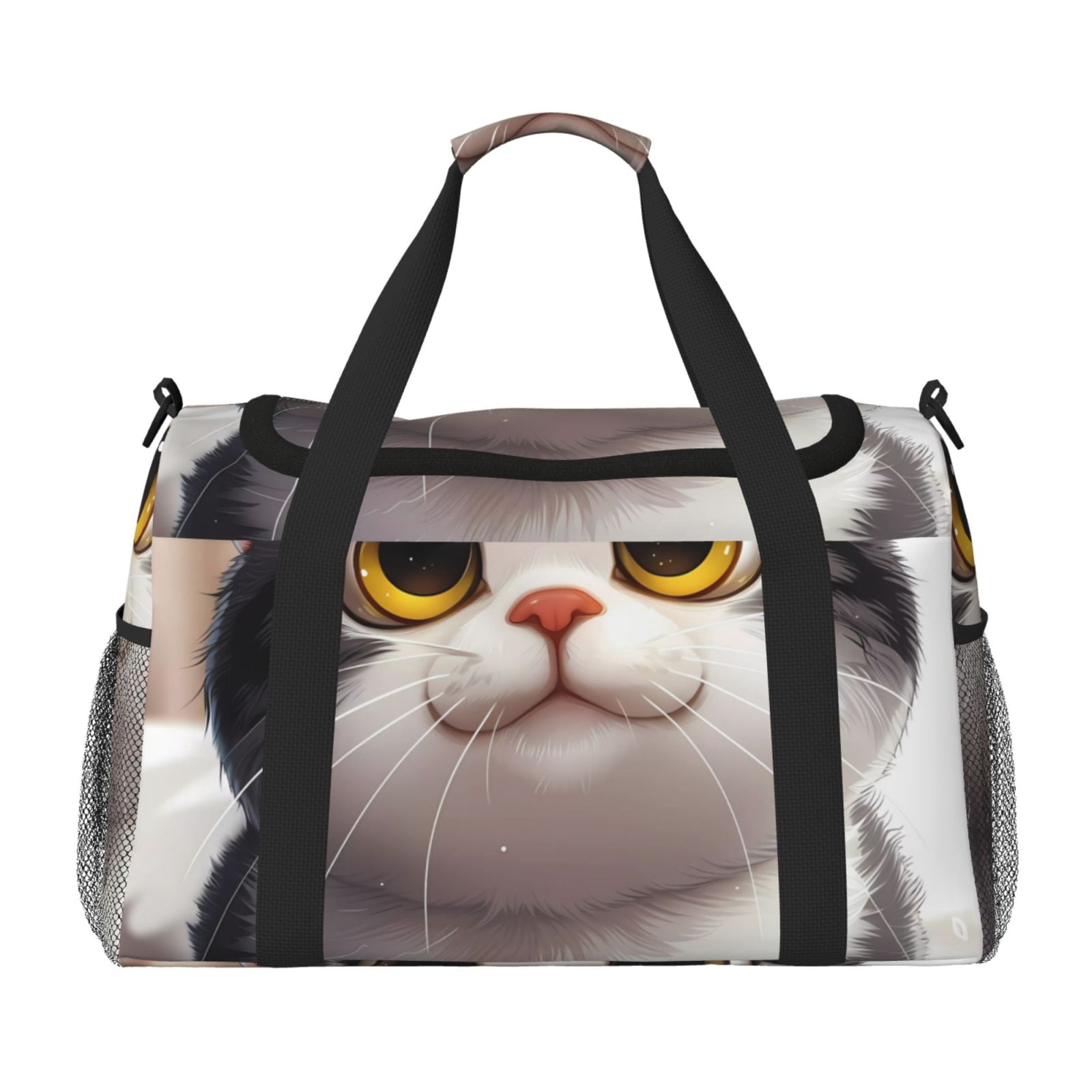 Fuzoiu Cute Cartoon Kitten Print Travel Duffle Bag,Carry On Tote Bags ...