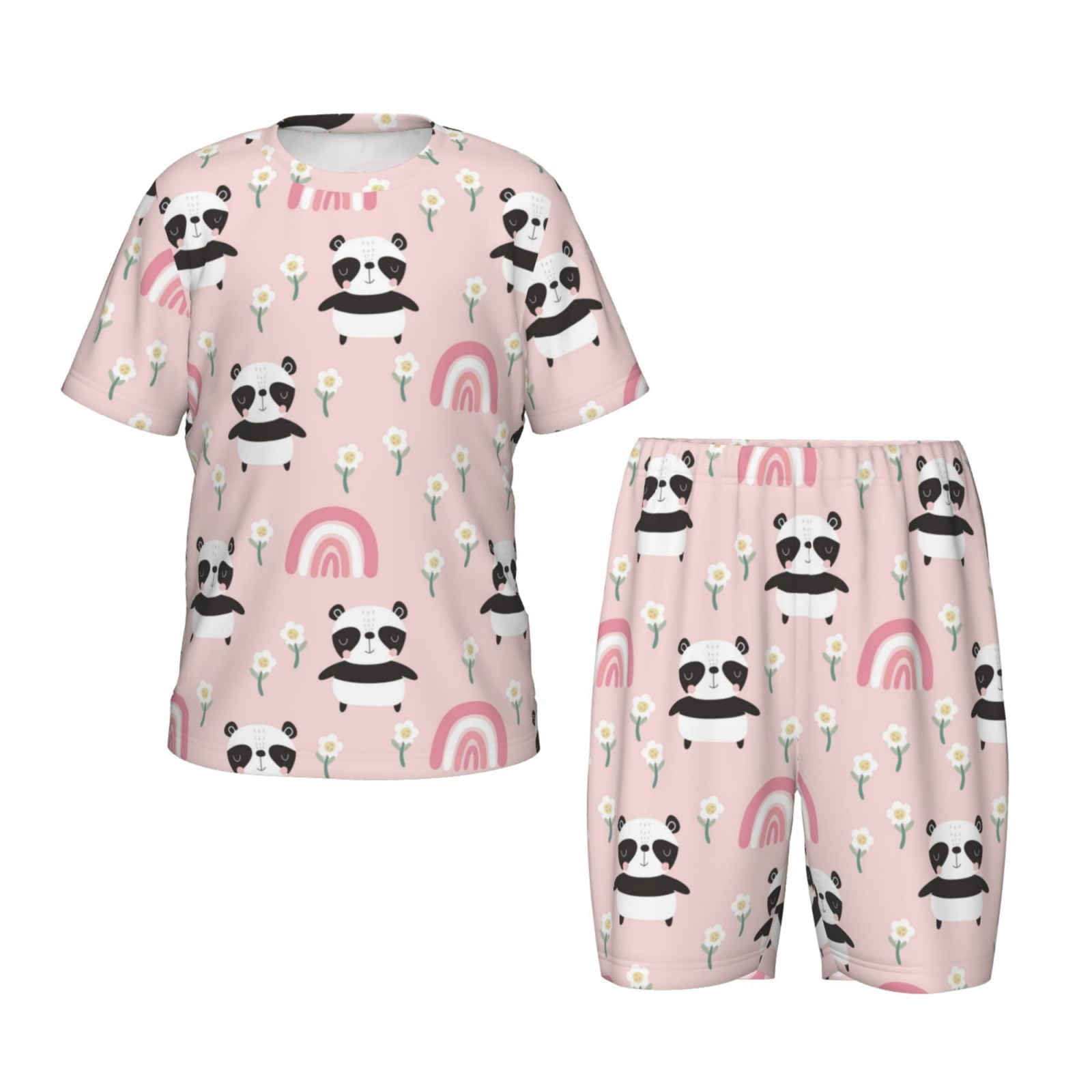 Fuzoiu Cute Cartoon Panda Print Boys Girls Pjs Sleepwear,2 Piece Pajam ...