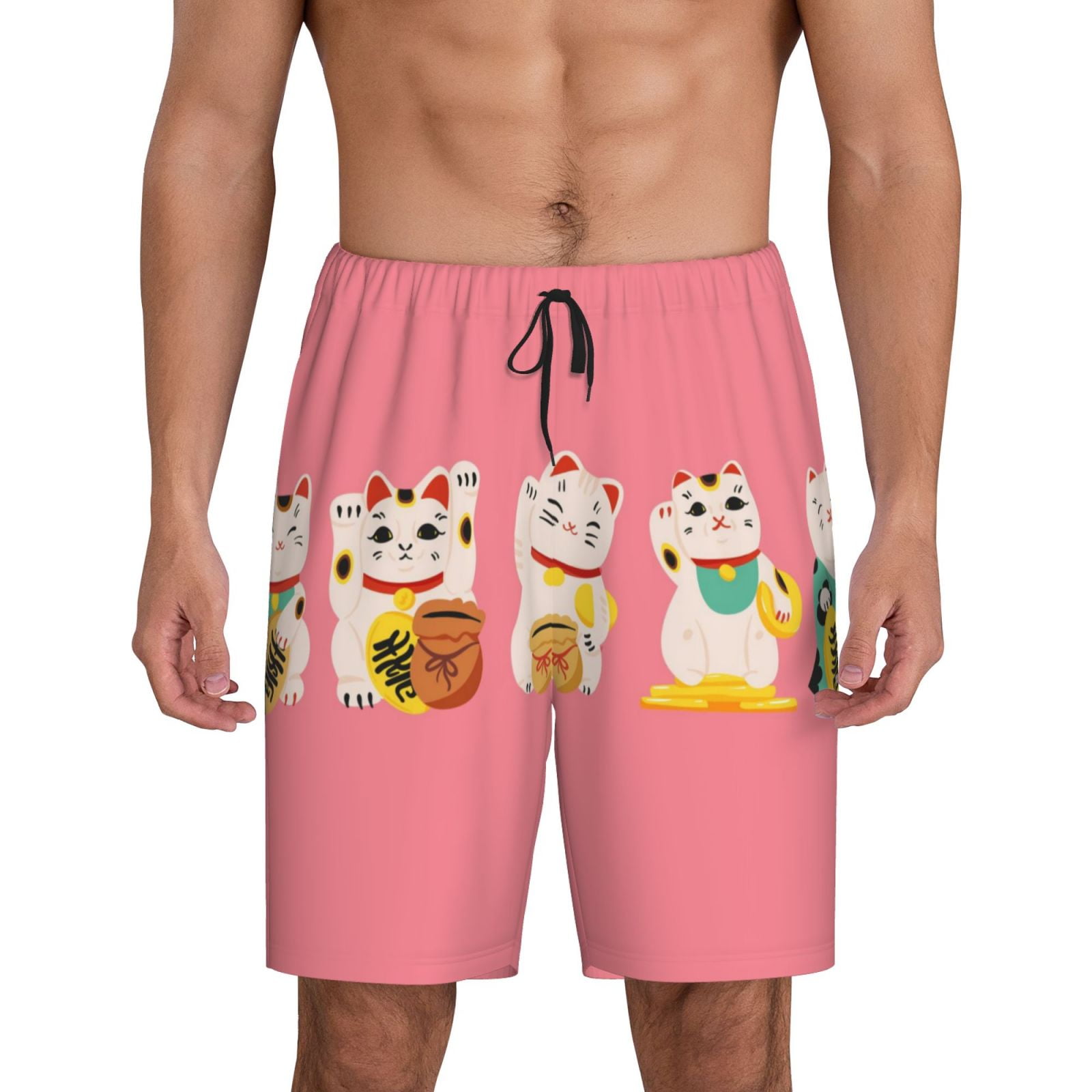 Fuzoiu Cute Cat Print Pajama Shorts for Men, Men's Pajama Bottoms,Mens ...