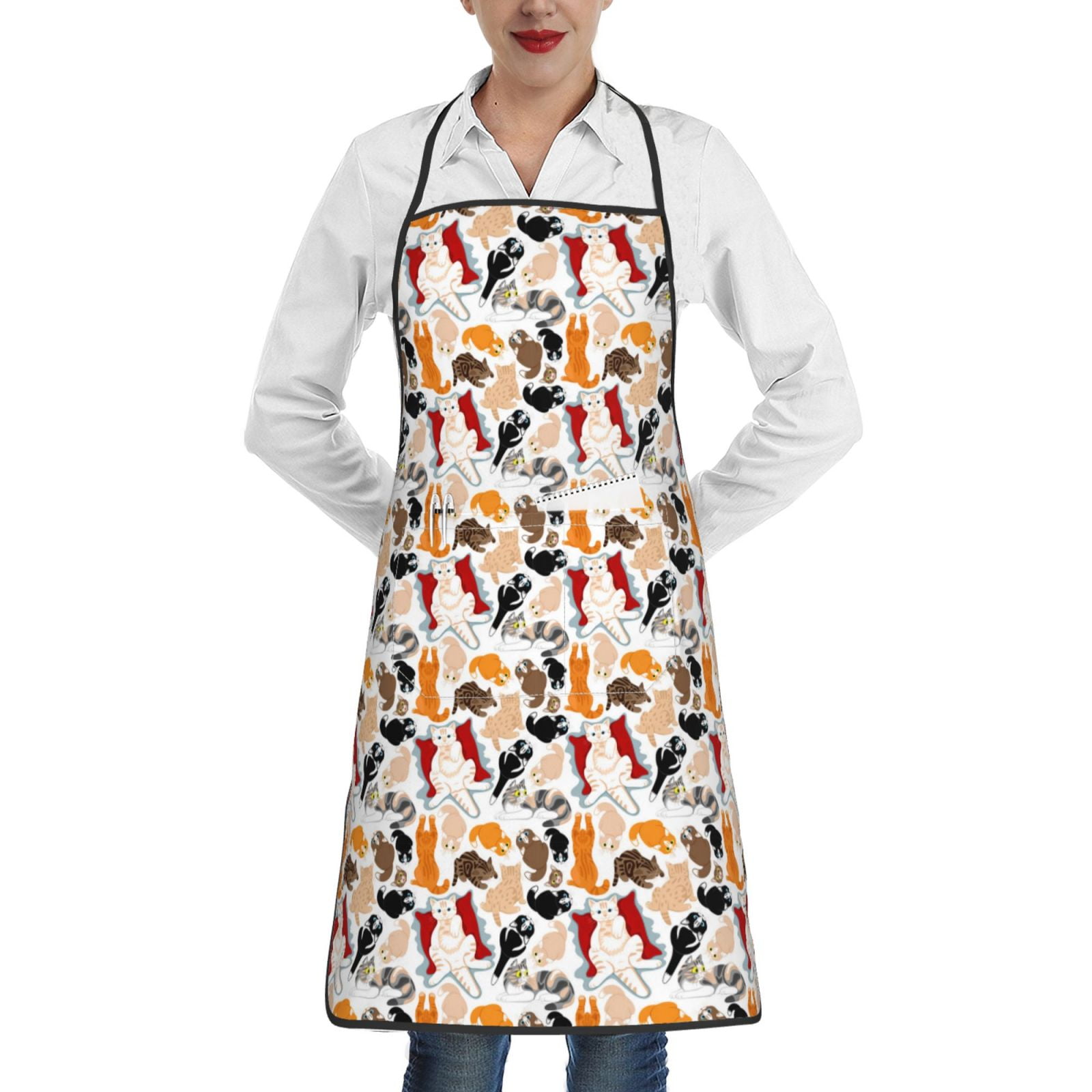 Fuzoiu Cute Cats Print Kitchen Cooking Aprons,Kitchen Cooking BBQ ...