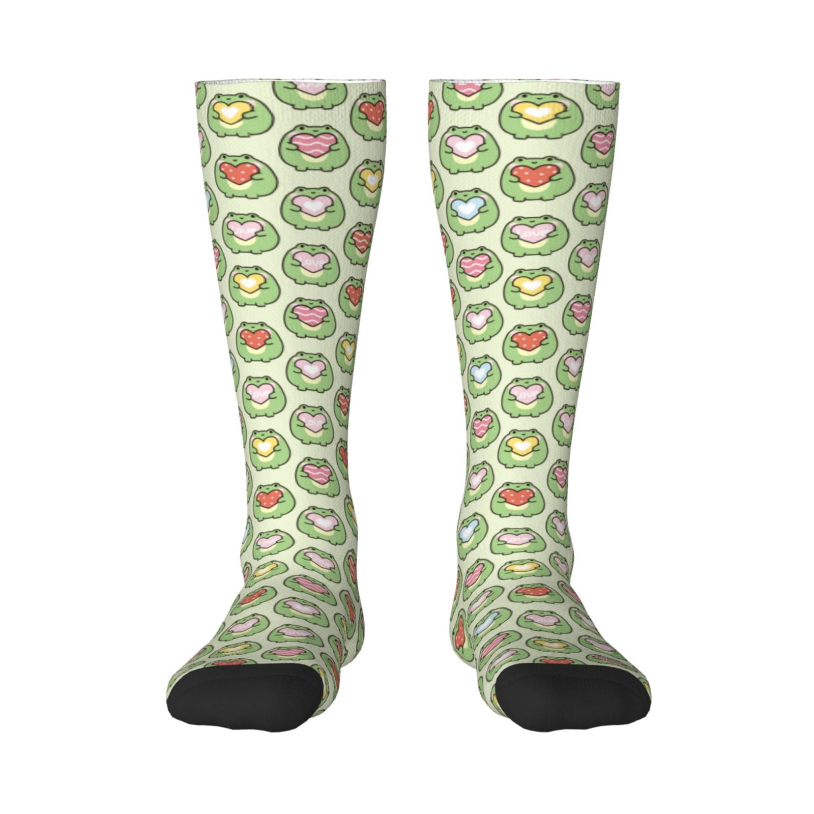 Fuzoiu Cute Chubby Frog Print Adult Stockings,Crew Socks,Unisex Fashion ...
