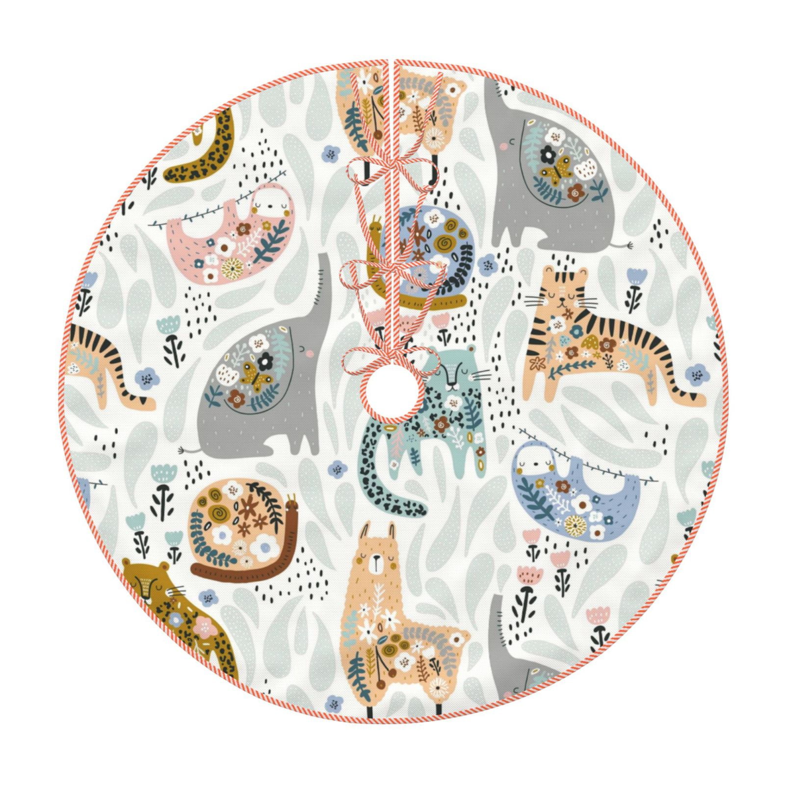 Fuzoiu Cute Colorful Animal Print Christmas Tree Skirt,Xmas Christmas ...