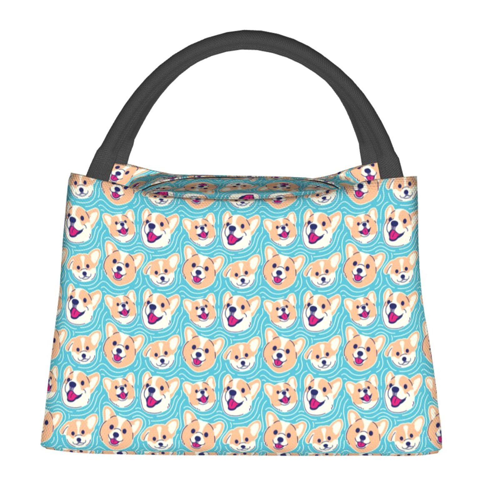 Fuzoiu Cute Corgi Head Print Portable Insulation Lunch Bag,Large Lunch ...