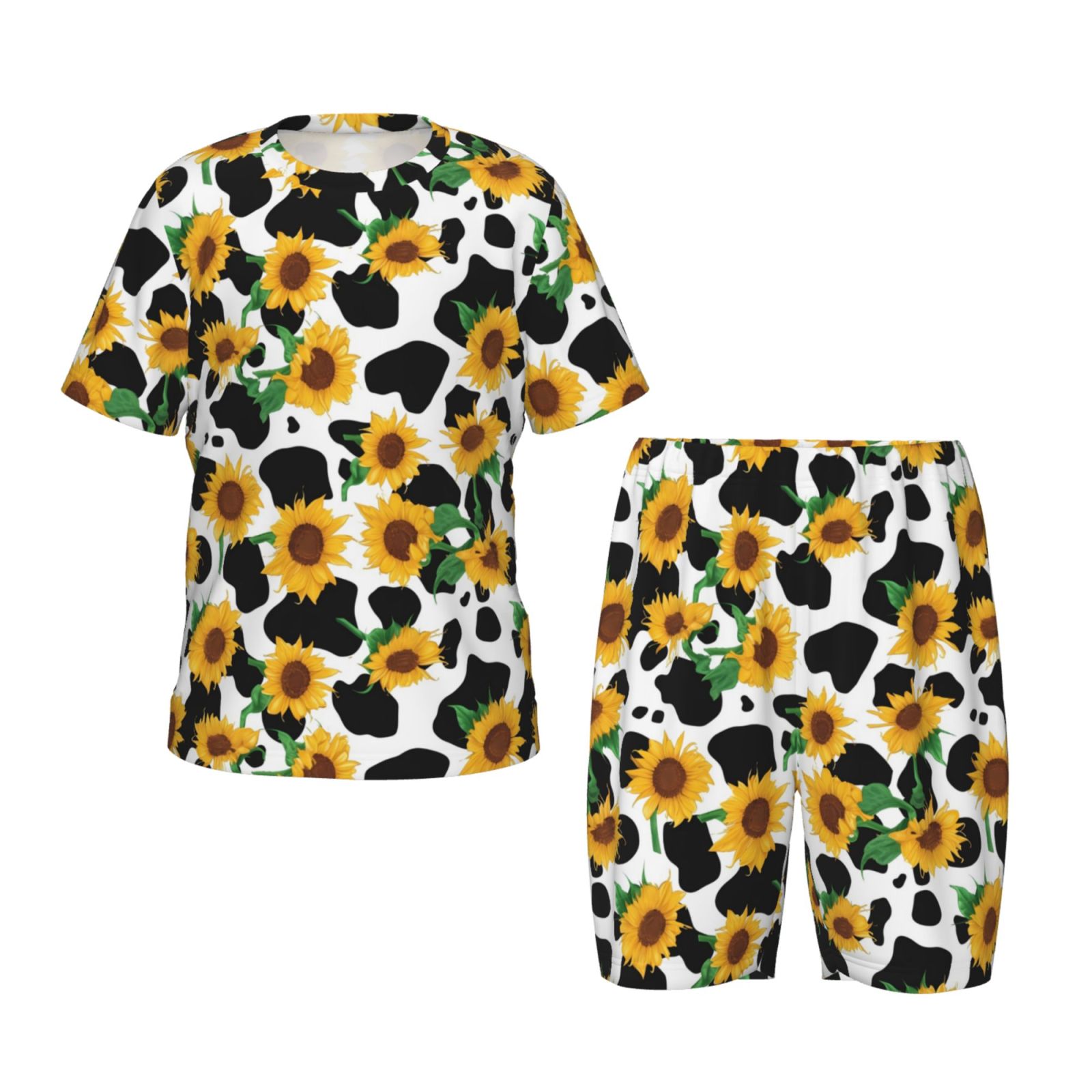 Fuzoiu Cute Cow Print Sunflower C Print Boys Girls Pjs Sleepwear,2 ...