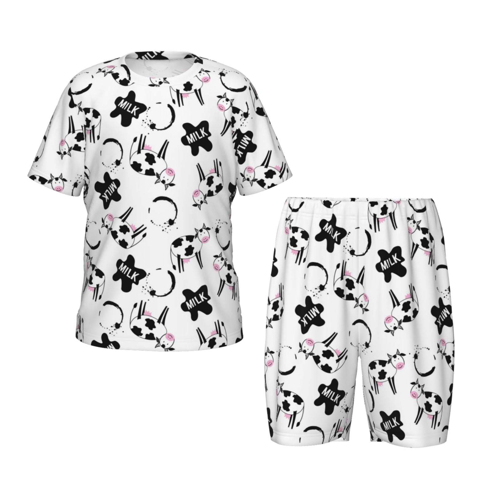 Fuzoiu Cute Cow and Milk Stains Print Boys Girls Pjs Sleepwear,2 Piece ...