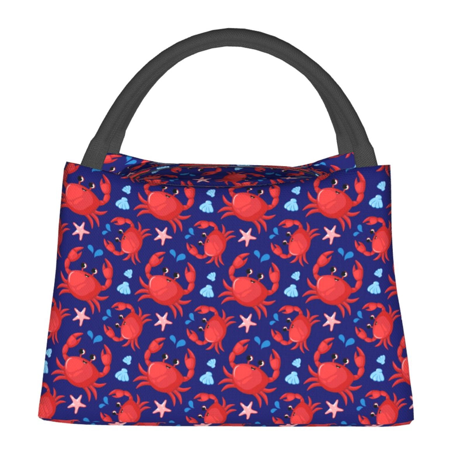 Fuzoiu Cute Crabs Print Portable Insulation Lunch Bag,Large Lunch Box ...