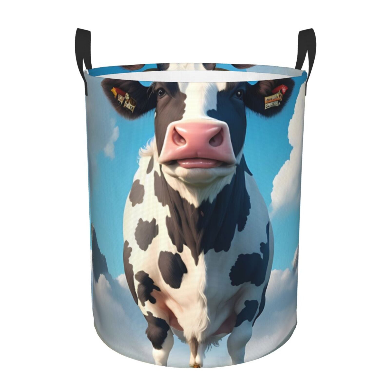 Fuzoiu Cute Daisy Cow A Print Circular Hamper,Laundry Basket with ...