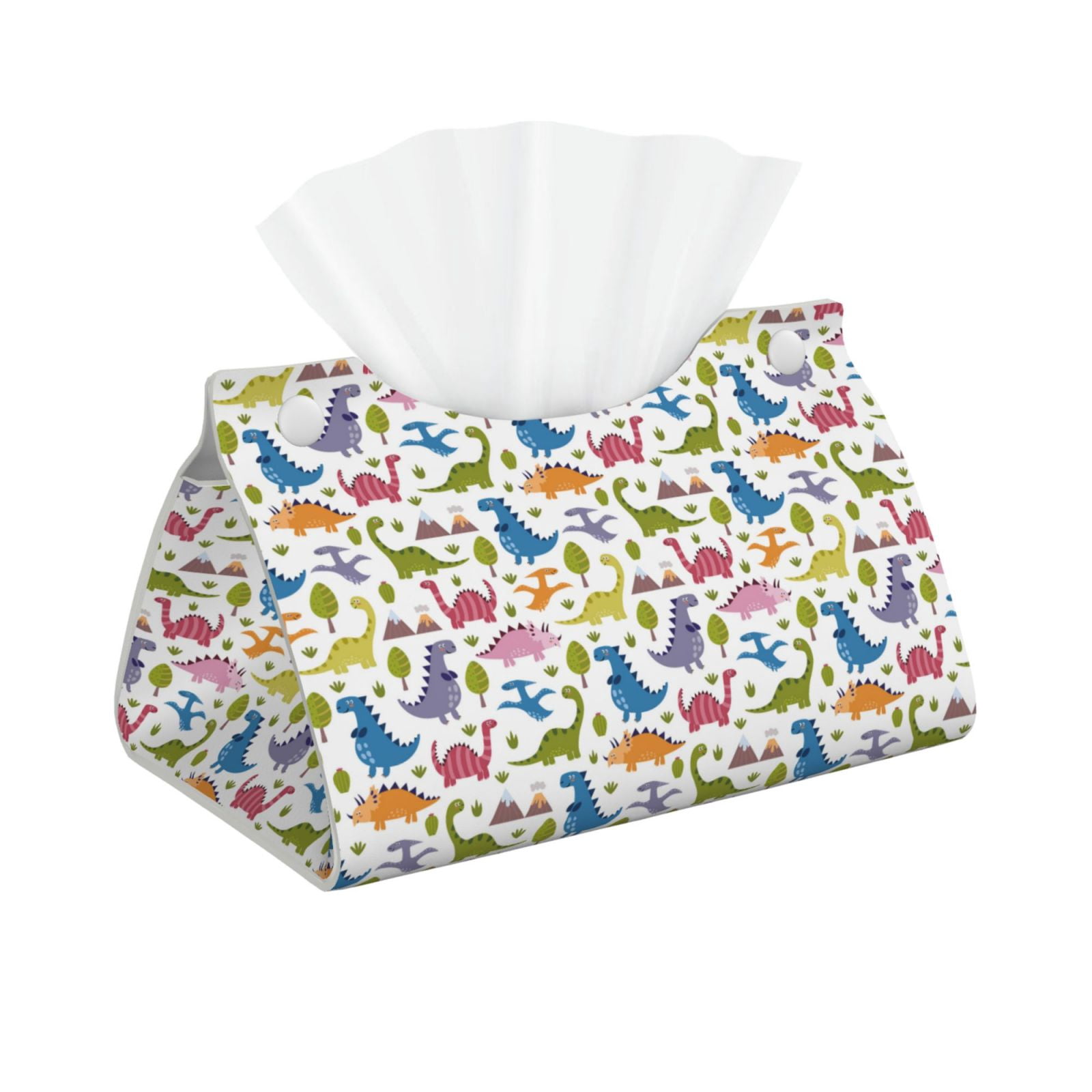Fuzoiu Cute Dinosaur Print Tissue Box Cover, PU Leather Tissue Holder ...