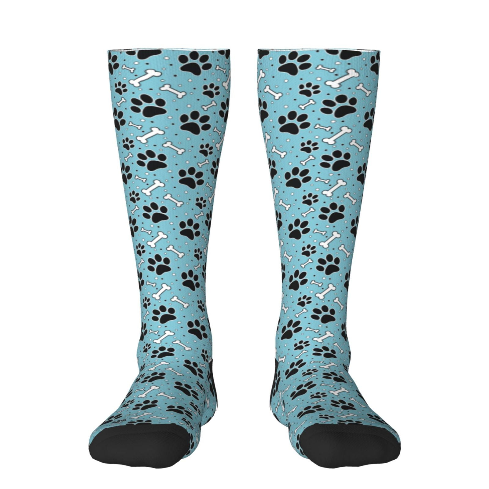Fuzoiu Cute Dog Footprints Print Adult Stockings,Crew Socks,Unisex ...