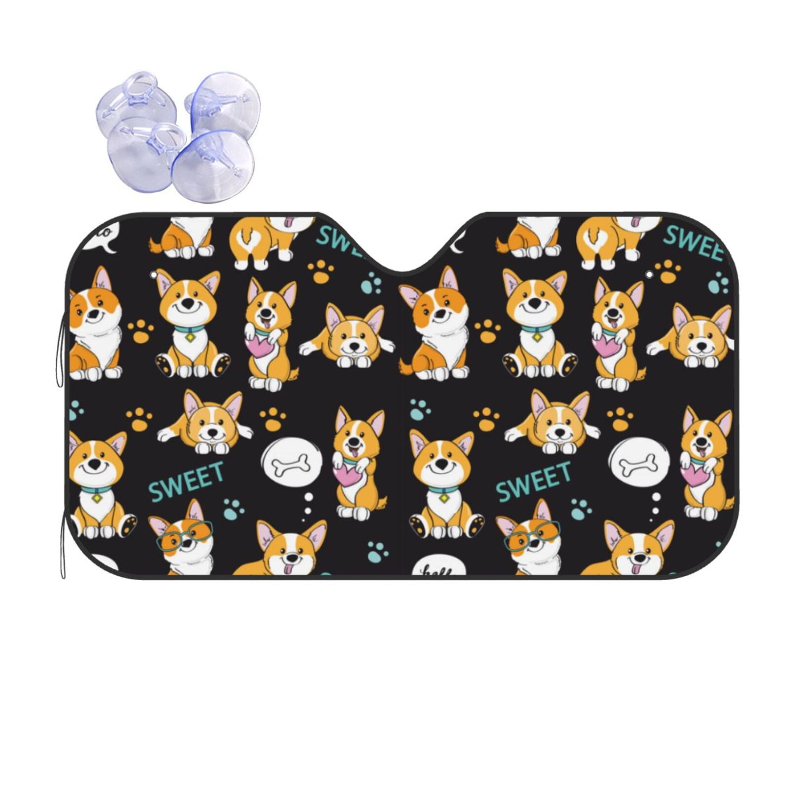 Fuzoiu Cute Dogs Corgi Print Car Windshield Sun Shade,Block Uv Rays ...