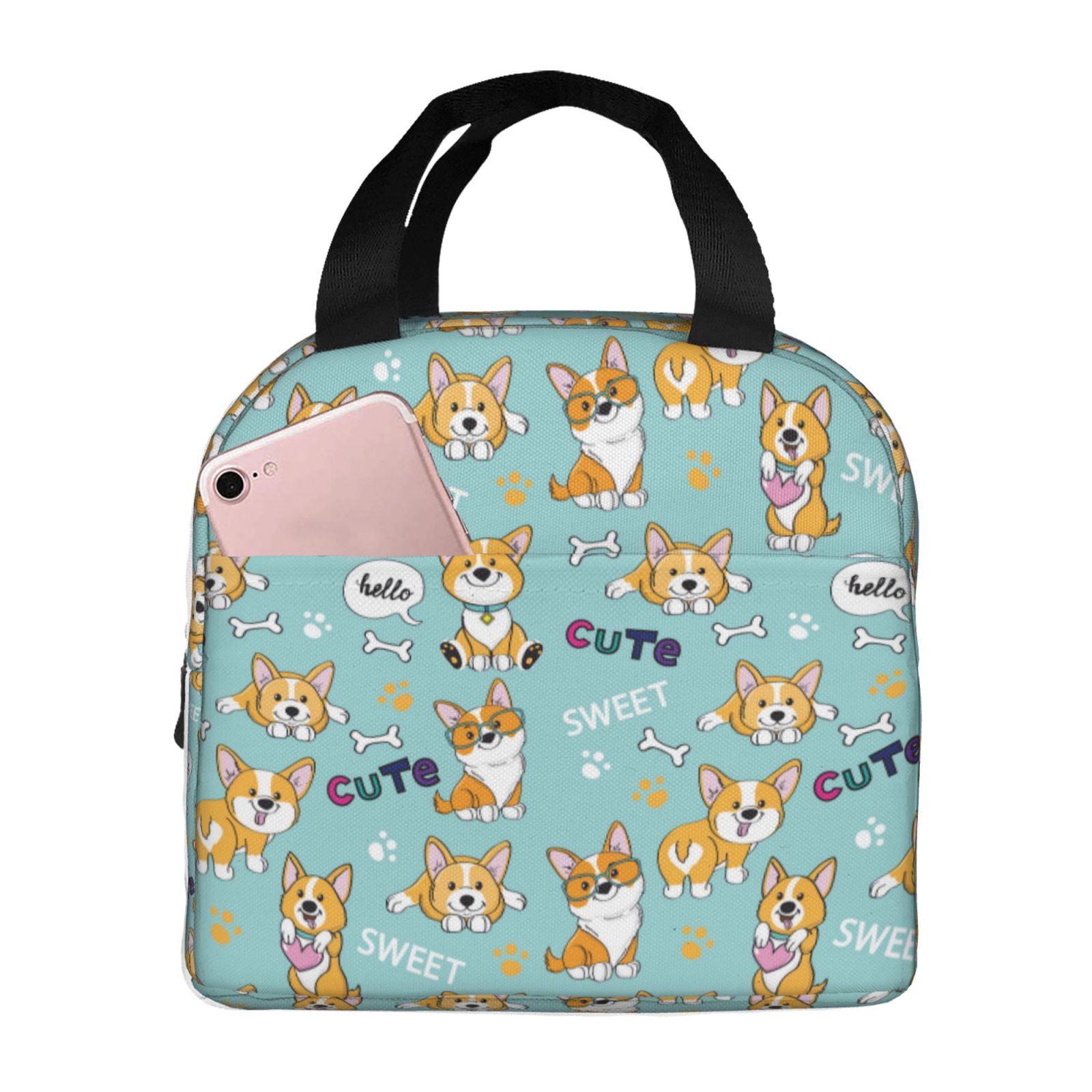 Fuzoiu Cute Dogs Corgi Print Lunch Bag for Women & Men,Adult Insulated ...
