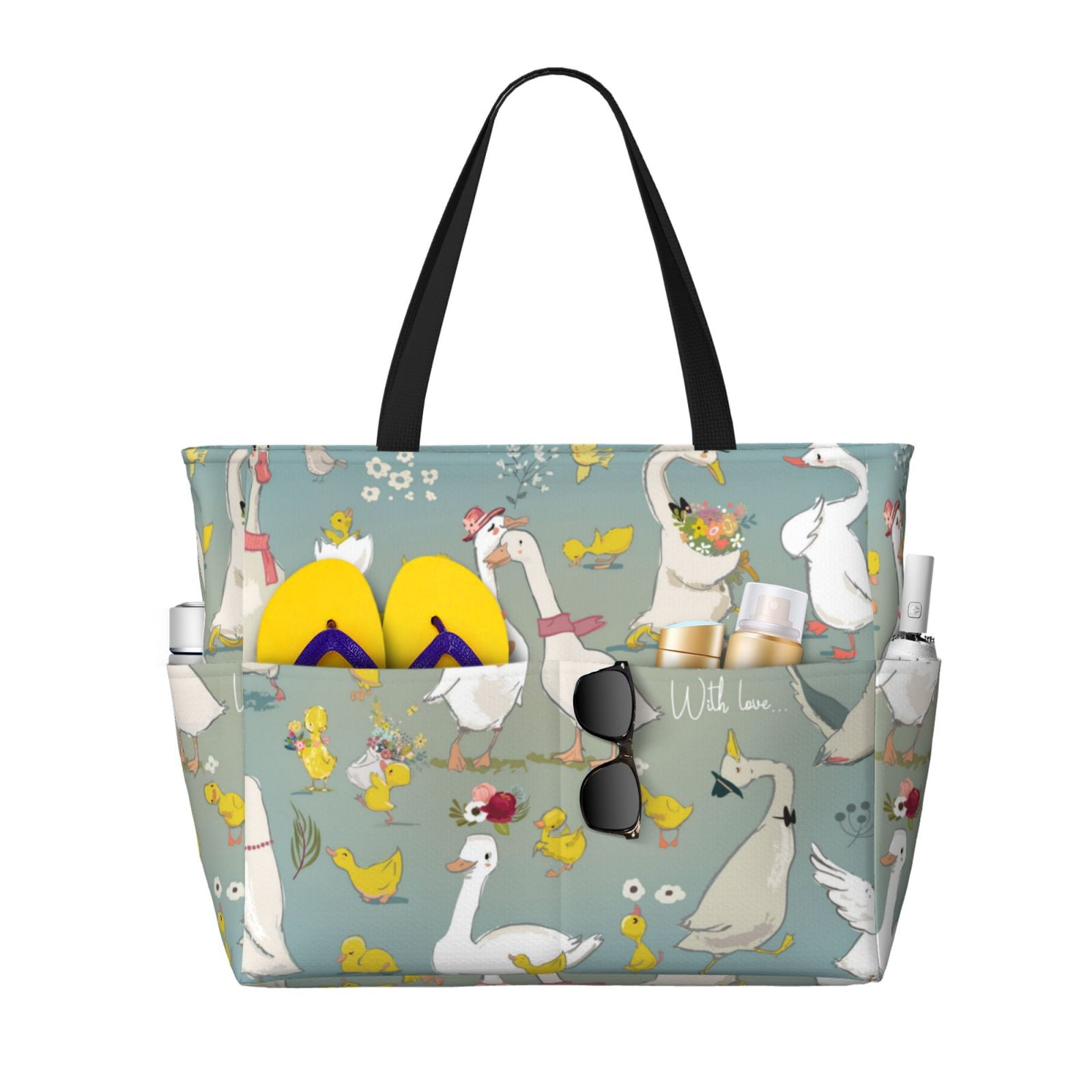 Fuzoiu Cute Farm Birds Print Waterproof Beach Tote Bag for Women Girls ...