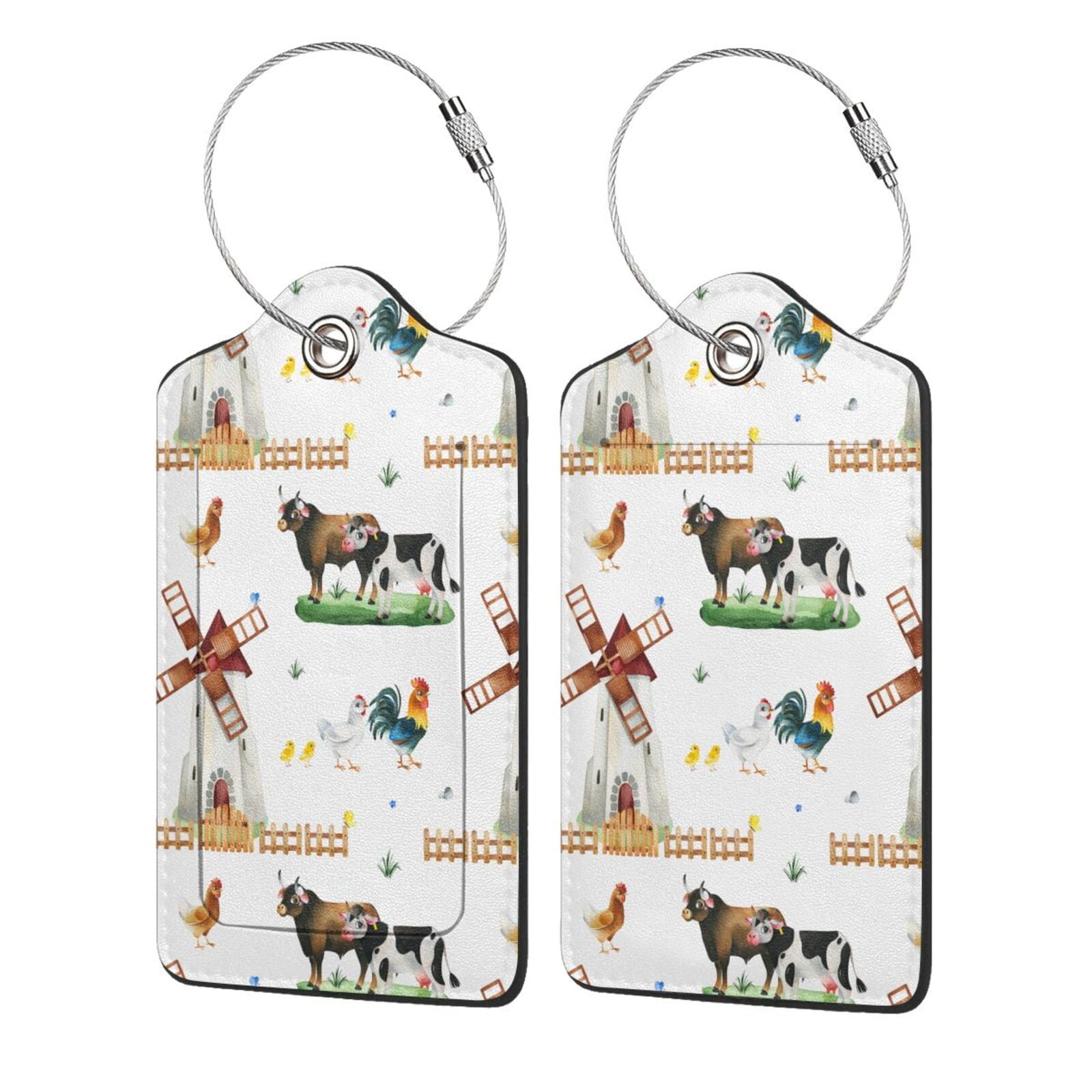 Fuzoiu Cute Farm Print Premium Leather Luggage Tag,Travel Accessory ...