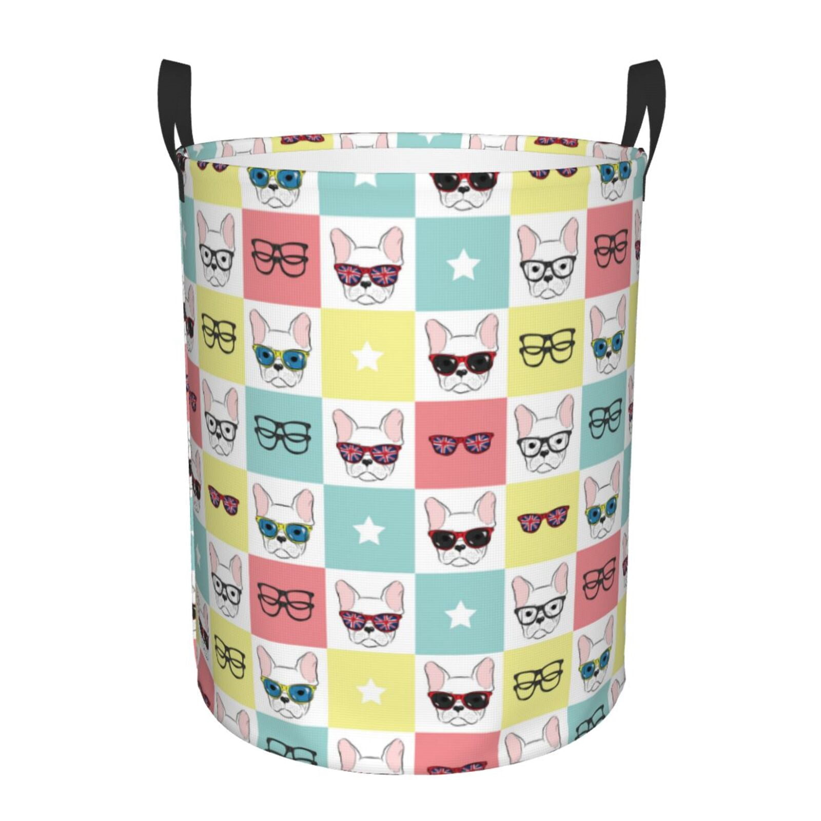 Fuzoiu Cute French Bulldog Print Circular Hamper,Laundry Basket with ...