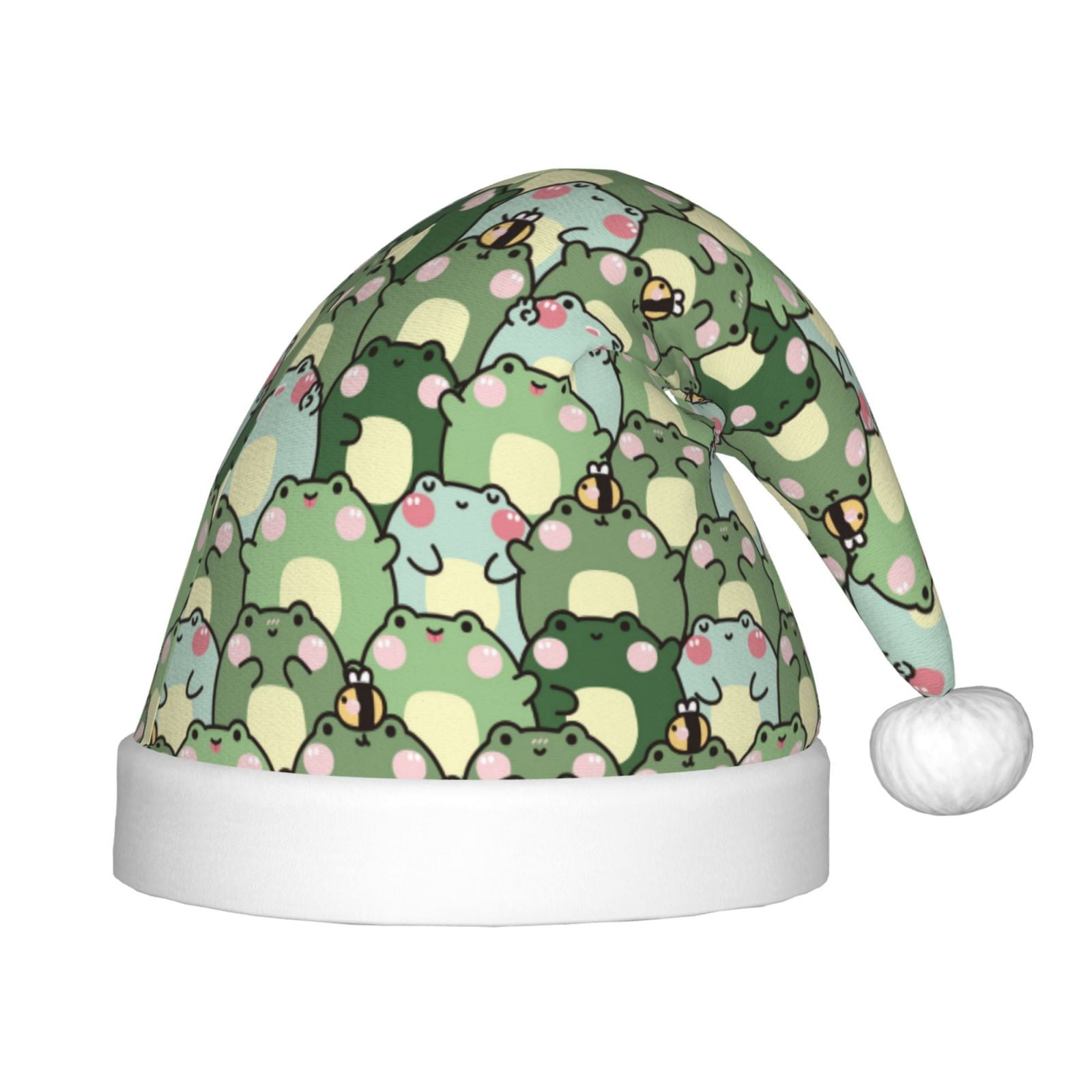 Fuzoiu Cute Frog Print Santa Hat Christmas Hat for kids,Santa Hats with ...