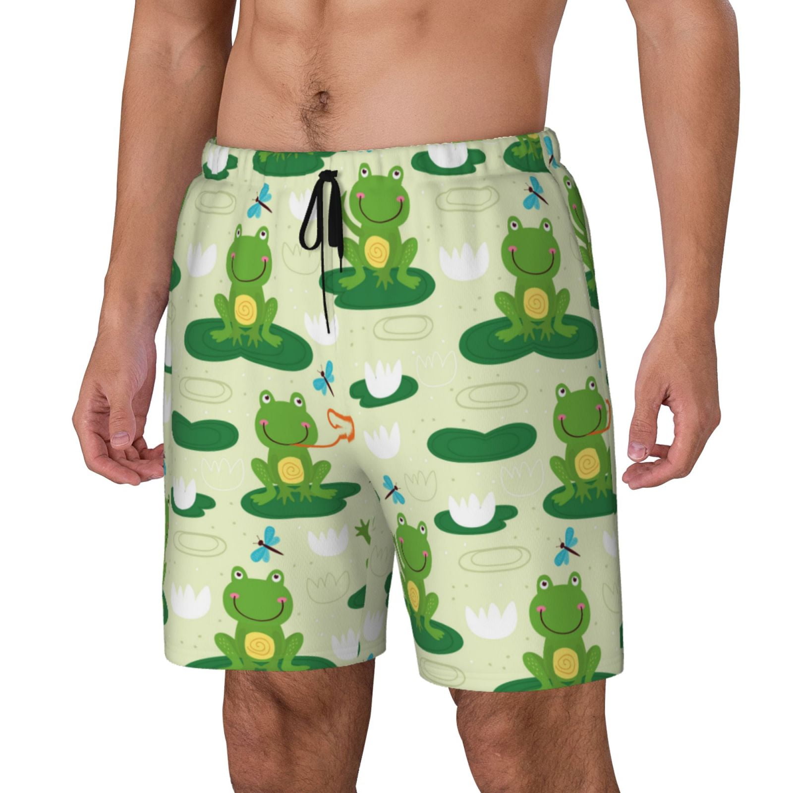 Fuzoiu Cute Frog1 Print Men's Swim Shorts,Quick-Dry Double-Layer Swim ...