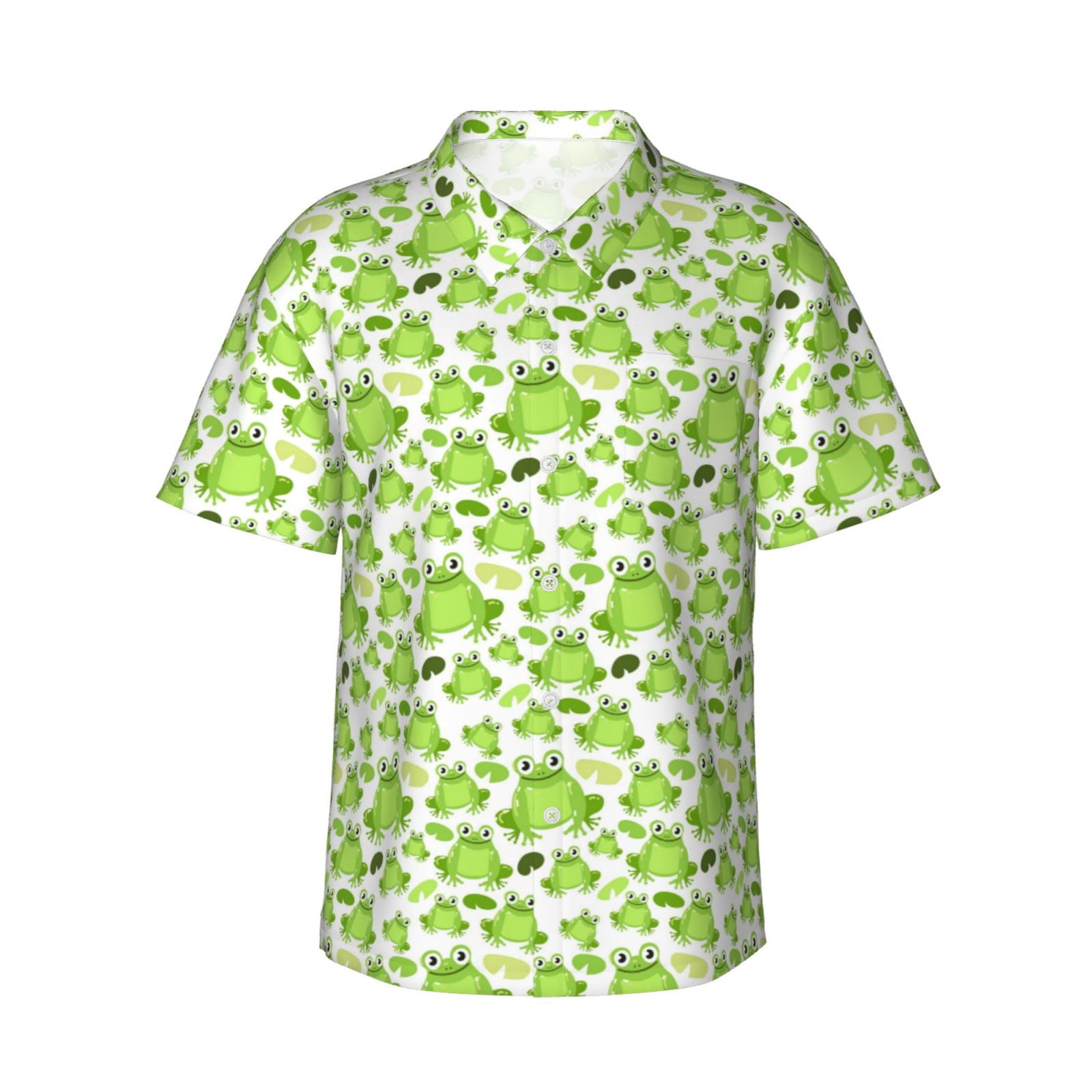 Fuzoiu Cute Frogs Print Hawaiian Shirt for Men, Summer Beach Casual ...