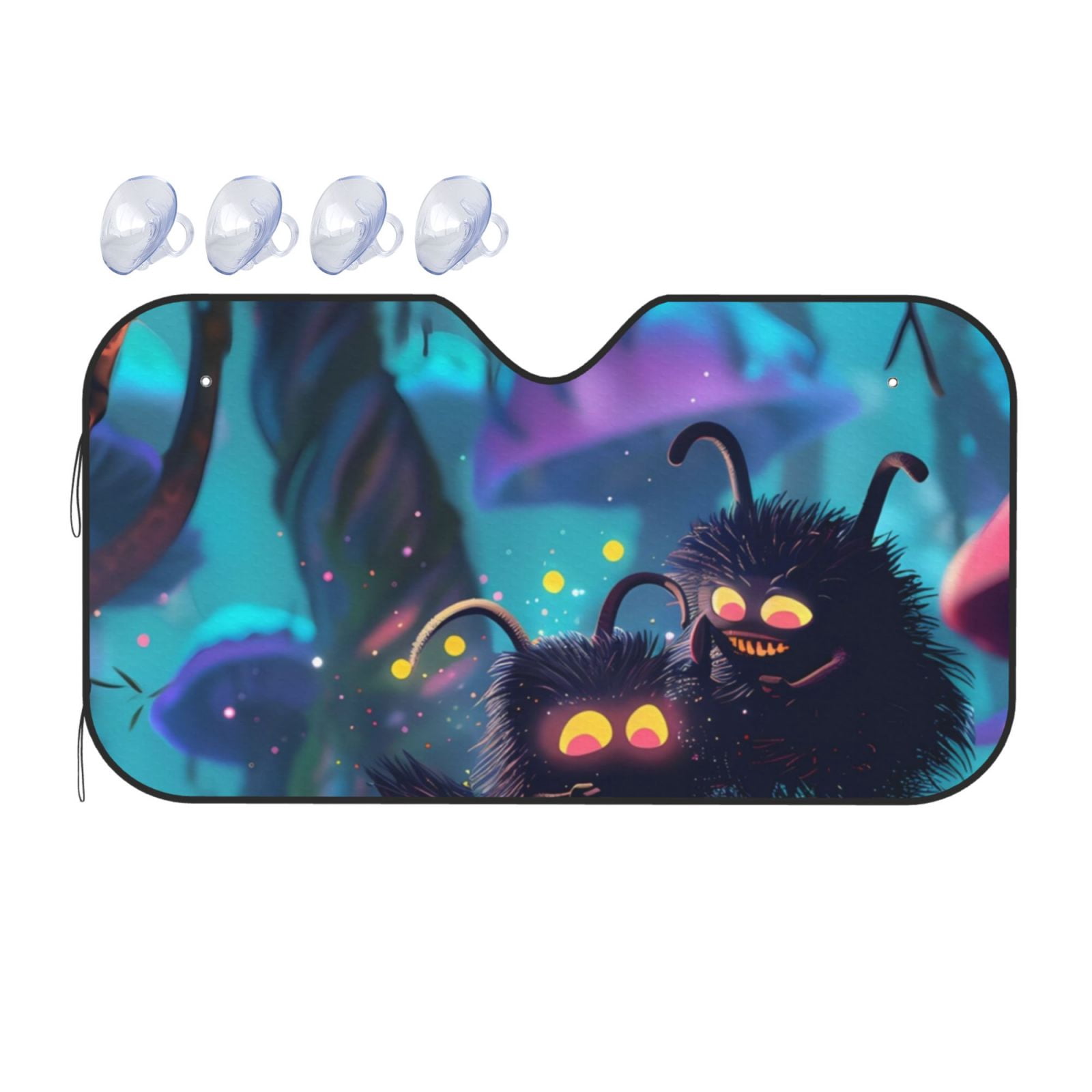 Fuzoiu Cute Fuzzy Fantasy Creatures Print Car Windshield Sunshade ...