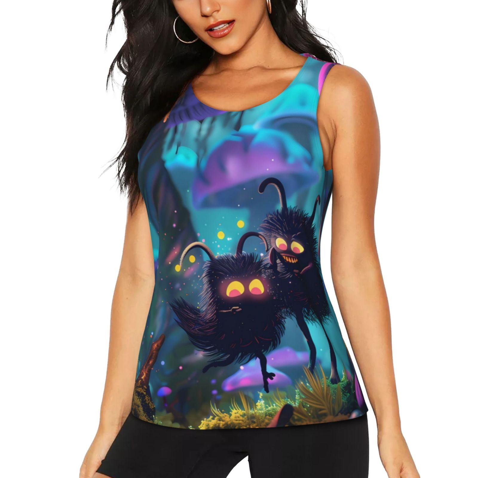 Fuzoiu Cute Fuzzy Fantasy Creatures Print Women's Workout Tank Top ...