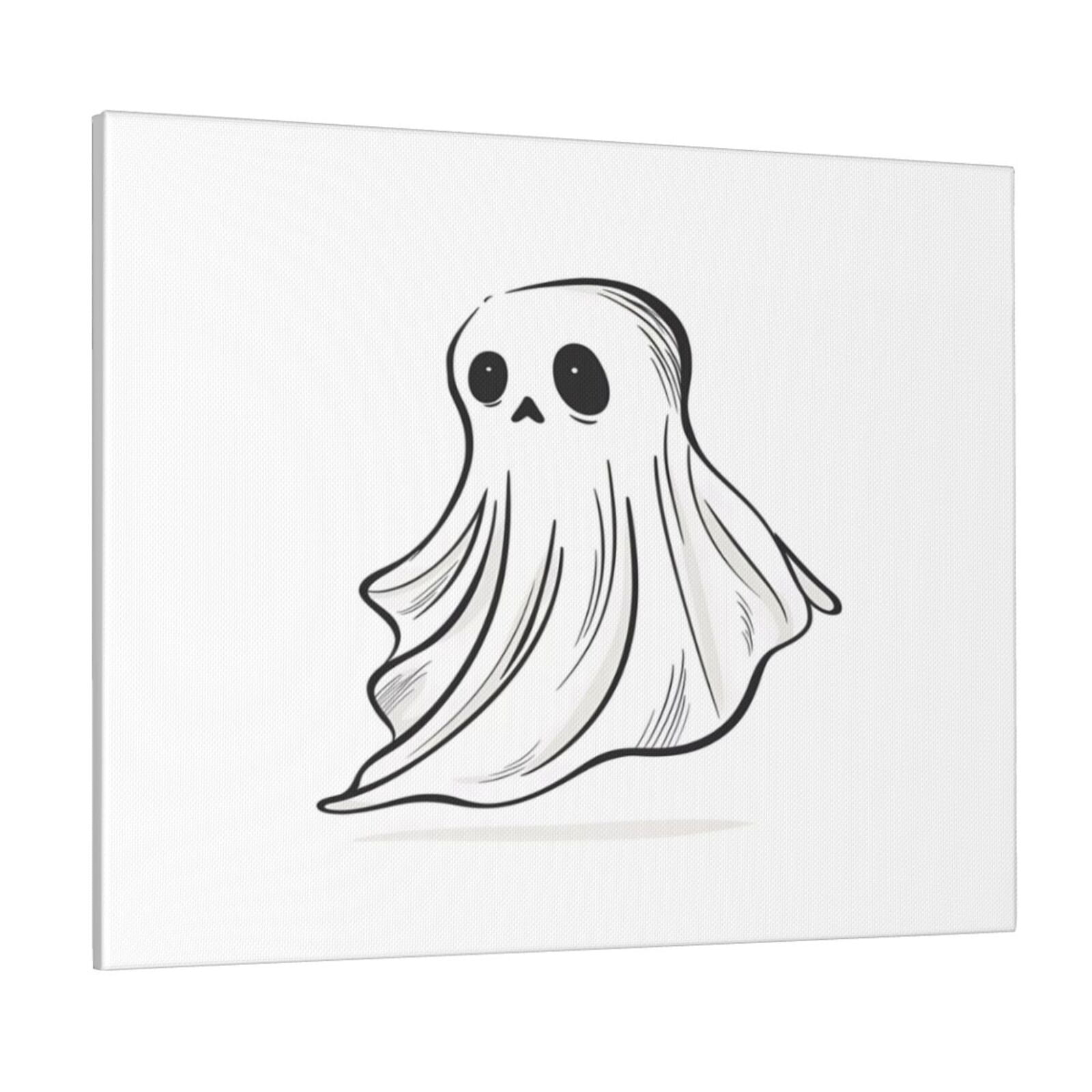 Fuzoiu Cute Ghost Simple Drawing Print Canvas Wall Art for Bathrooms ...