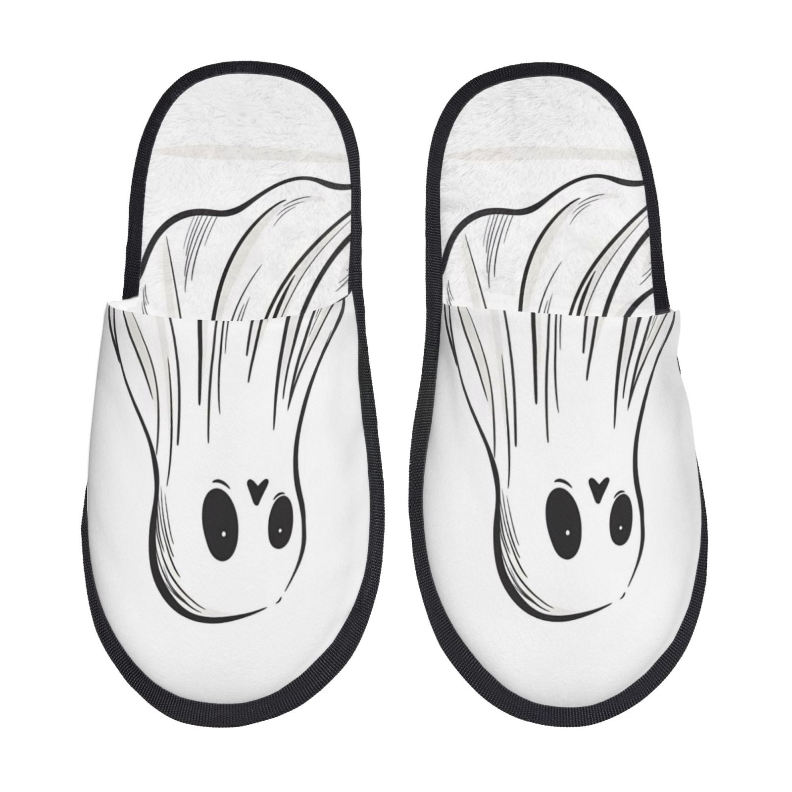 Fuzoiu Cute Ghost Simple Drawing Print Unisex Furry Slippers,Plush ...