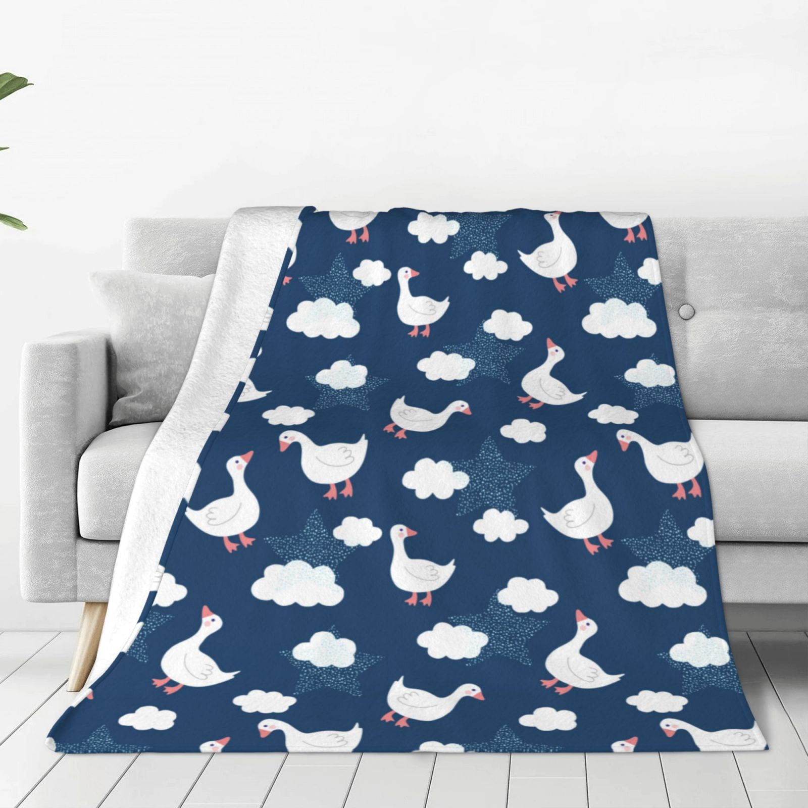 Fuzoiu Cute Goose On Blue Sky Print Ultra-Soft Micro Fleece Blanket,All ...