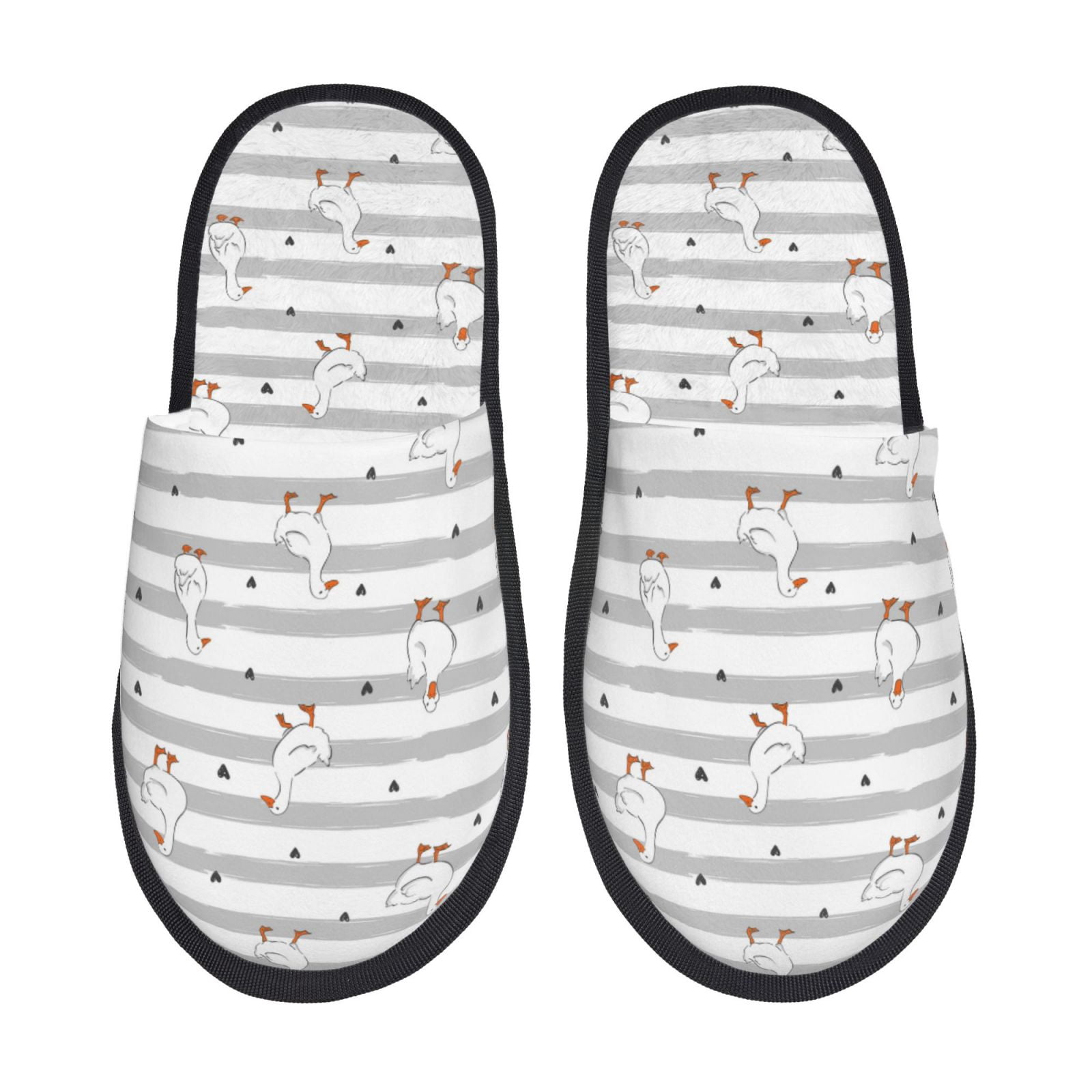 Fuzoiu Cute Goose Print Unisex Furry Slippers,Plush Indoor Shoes,Trendy ...