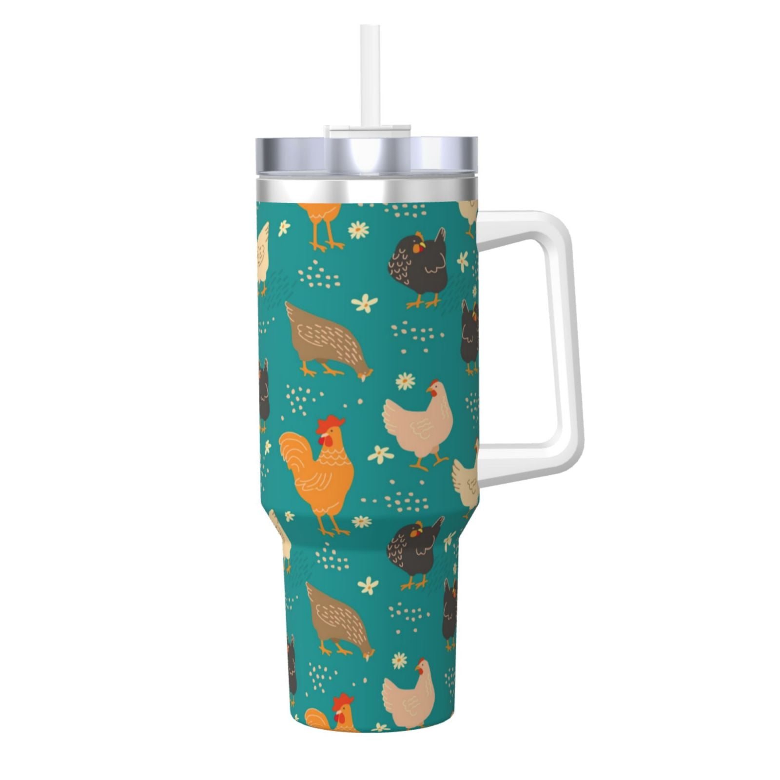 Fuzoiu Cute Hens And Rooster Print 40OZ Ice Bully Stainless Steel ...