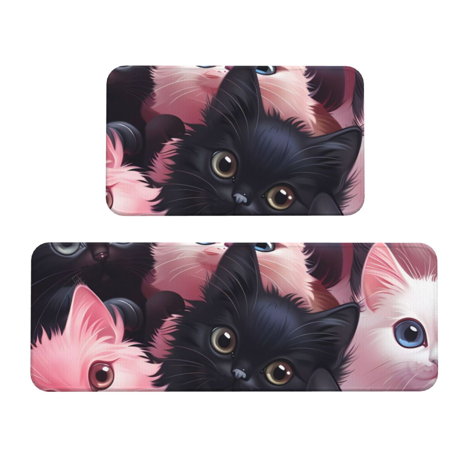 Fuzoiu Cute Kittens Group Portrait Print Kitchen Floor Mat 2 Sets ...