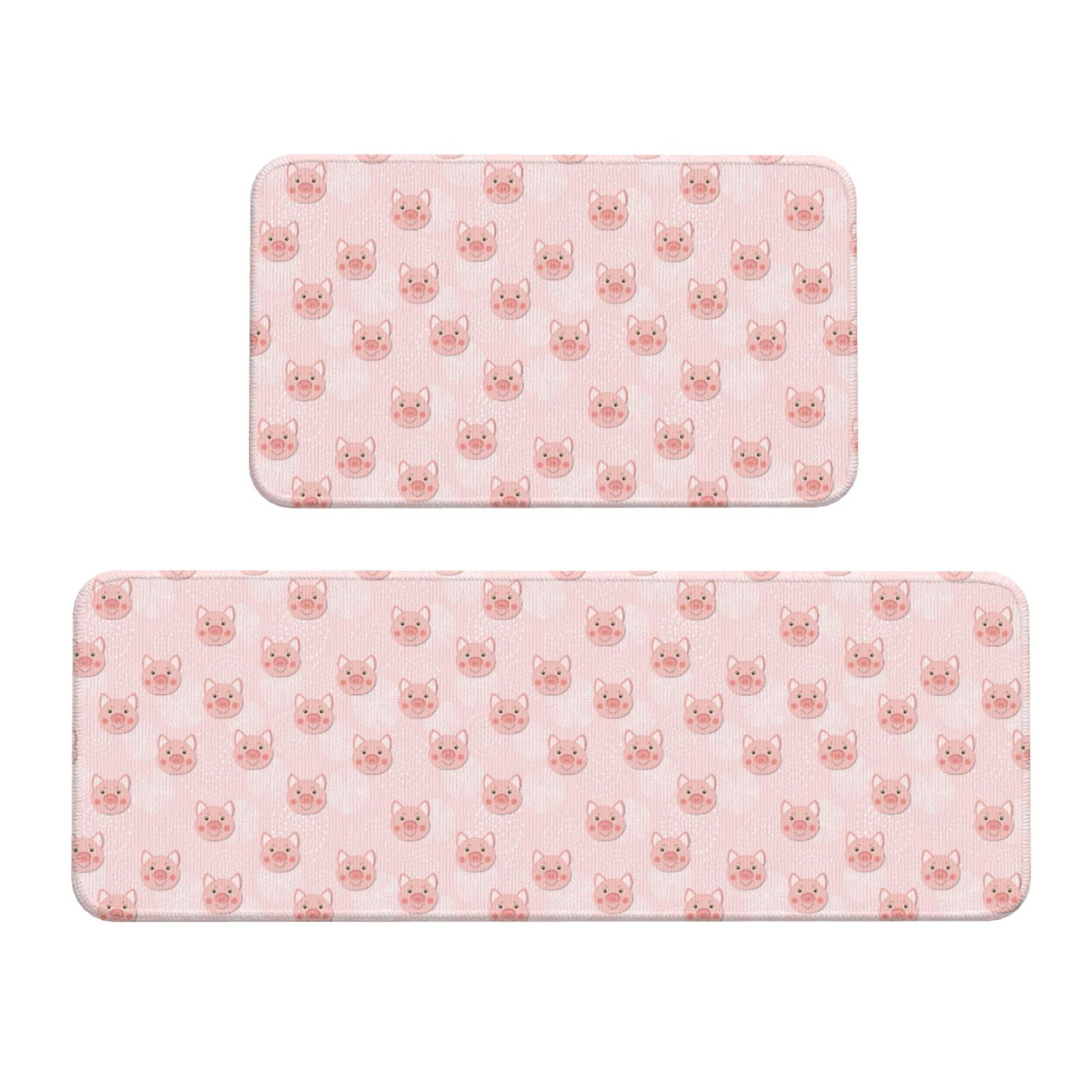 Fuzoiu Cute Pig Face Print Kitchen Floor Mat 2 Sets,Kitchen Rugs and ...