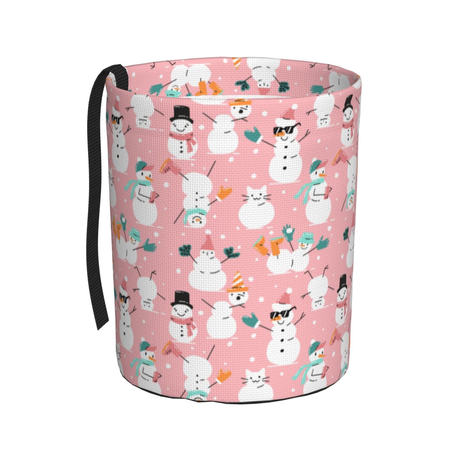 Fuzoiu Cute Pink Snowman Cat Print Car Trash Can,Leakproof Car Trash ...